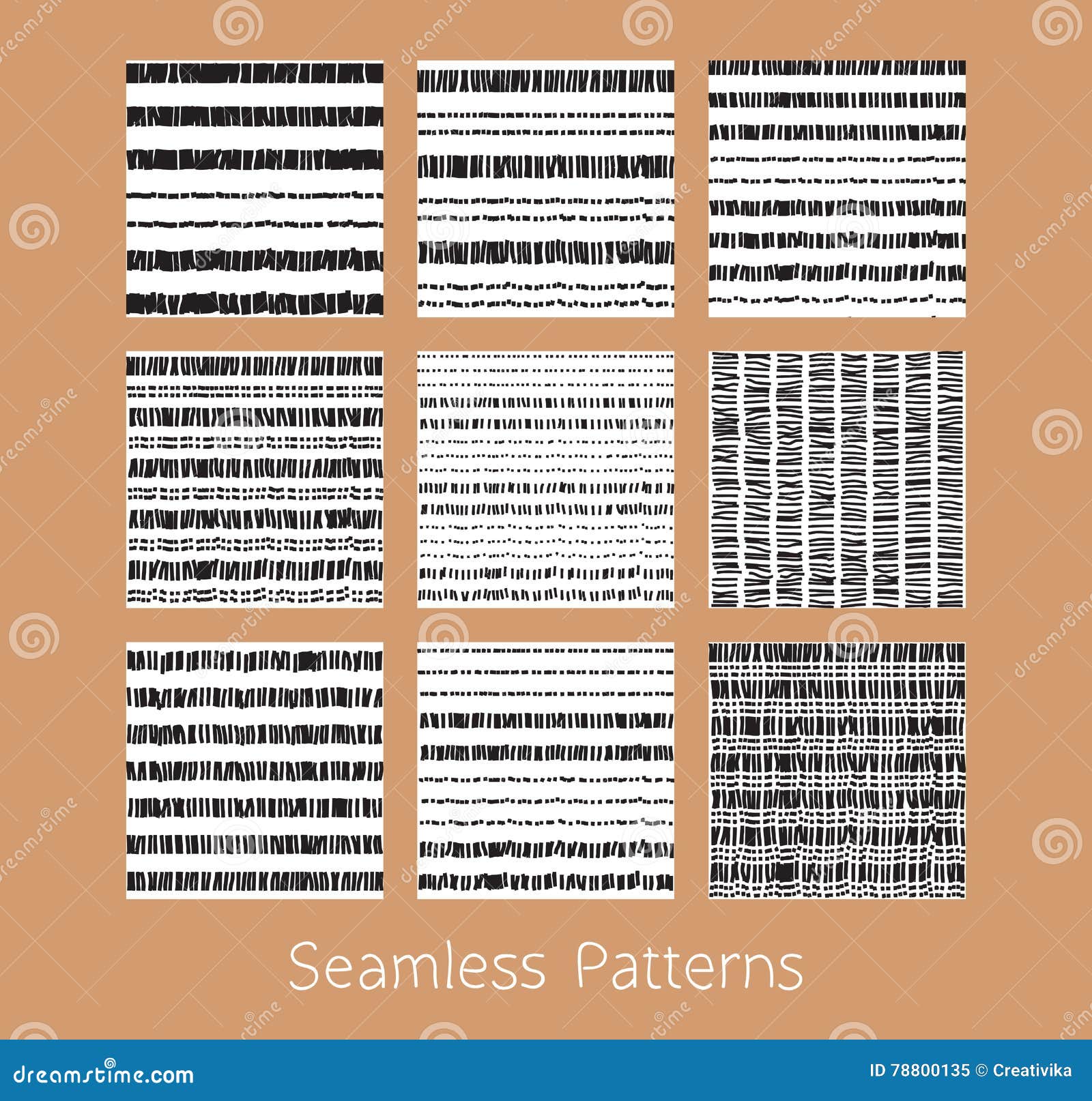 Dotted and Dashed Seamless Patterns Set Stock Vector - Illustration of ...
