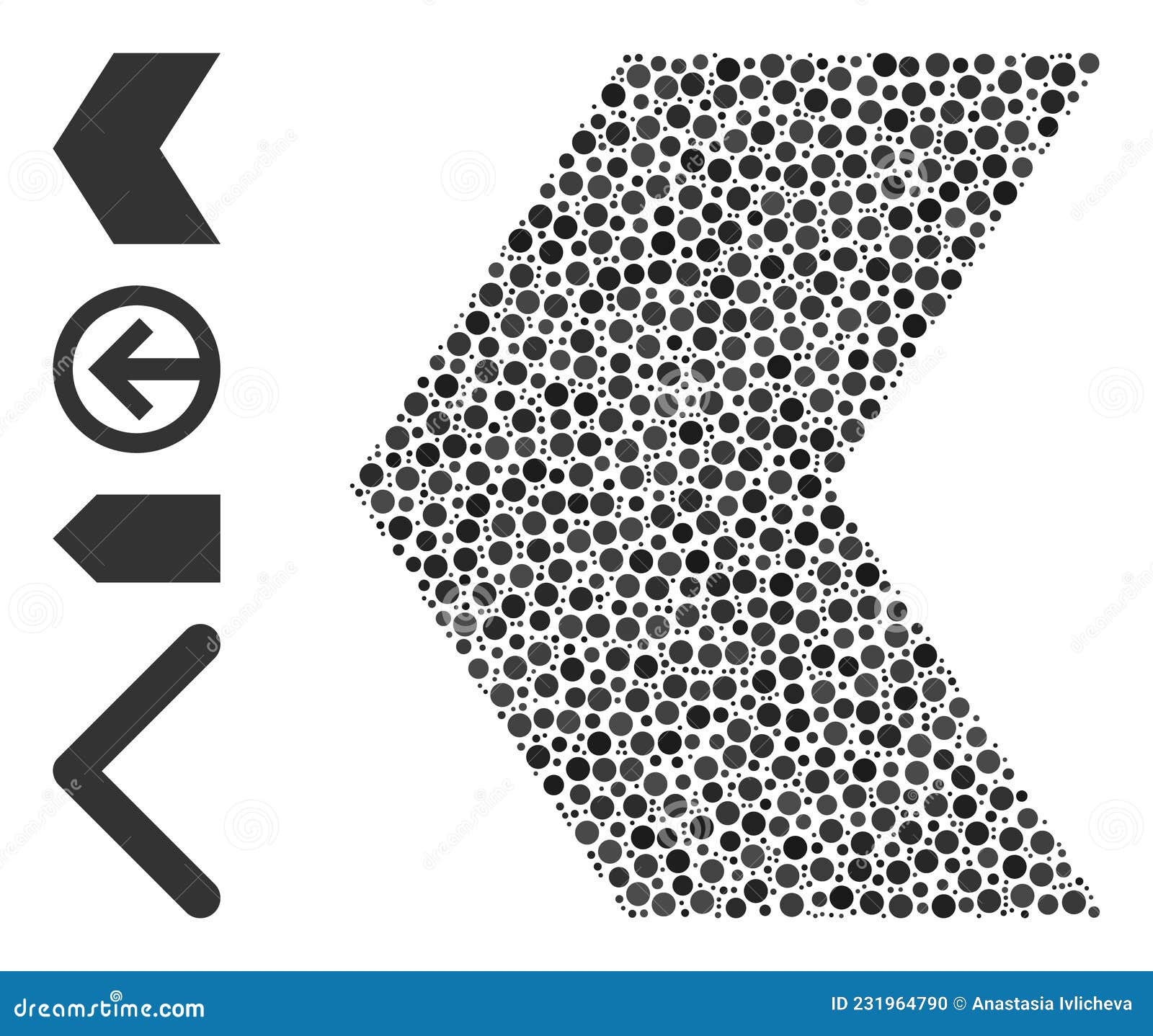 Dotted Direction Left Composition of Rounded Dots with Similar Icons ...