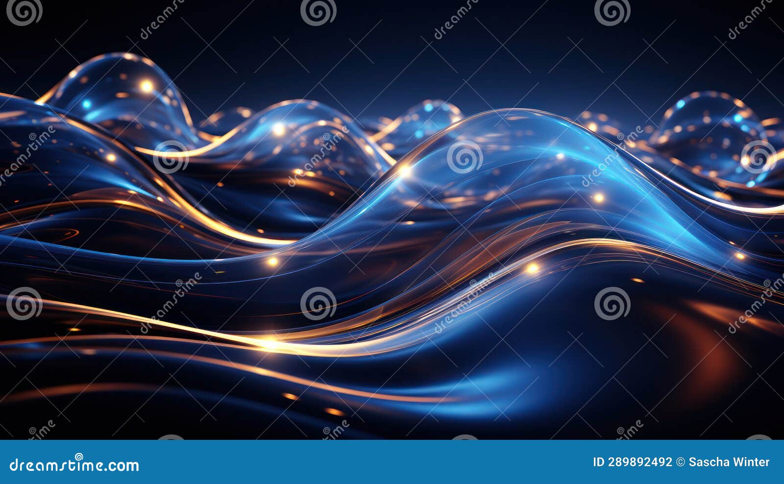 Dotted Elegance: 3D Abstract Blue Glow Waves Stock Photo - Image of ...