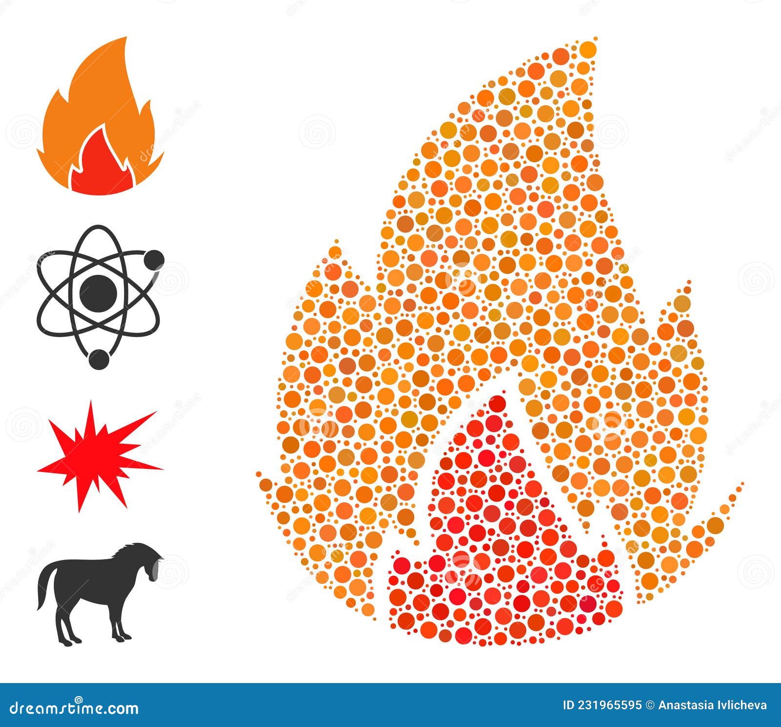 Dotted Fire Composition of Rounded Dots and Similar Icons Stock ...