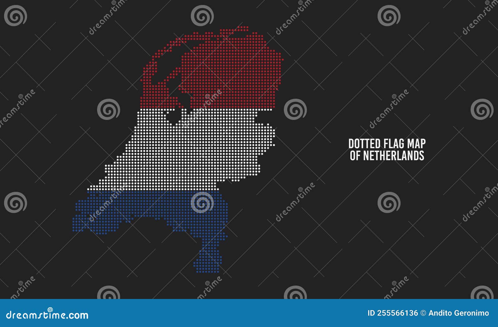Dotted Flag Map of Netherlands Vector Illustration with Dark Background ...