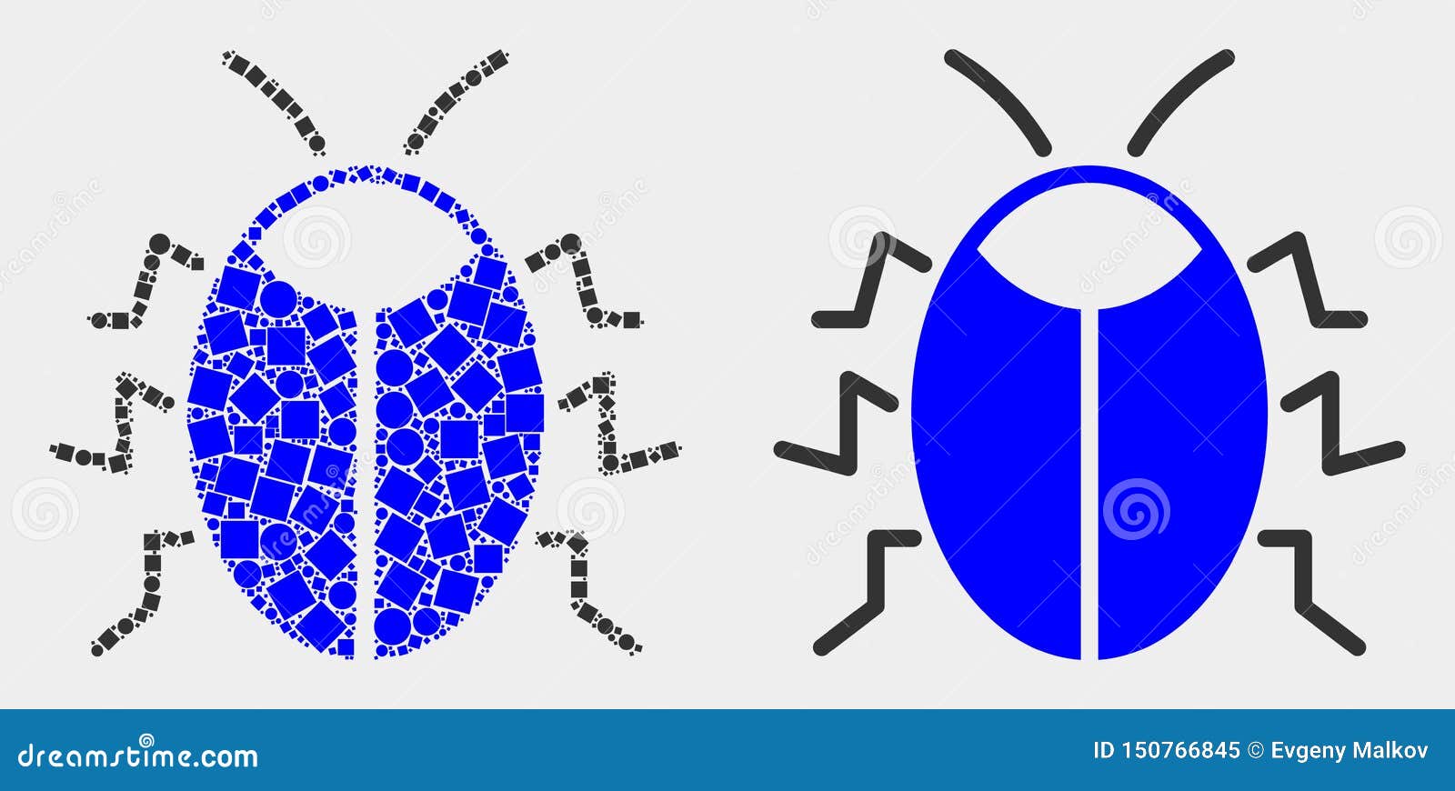 Pixelated and Flat Vector Bug Icon Stock Vector - Illustration of ...