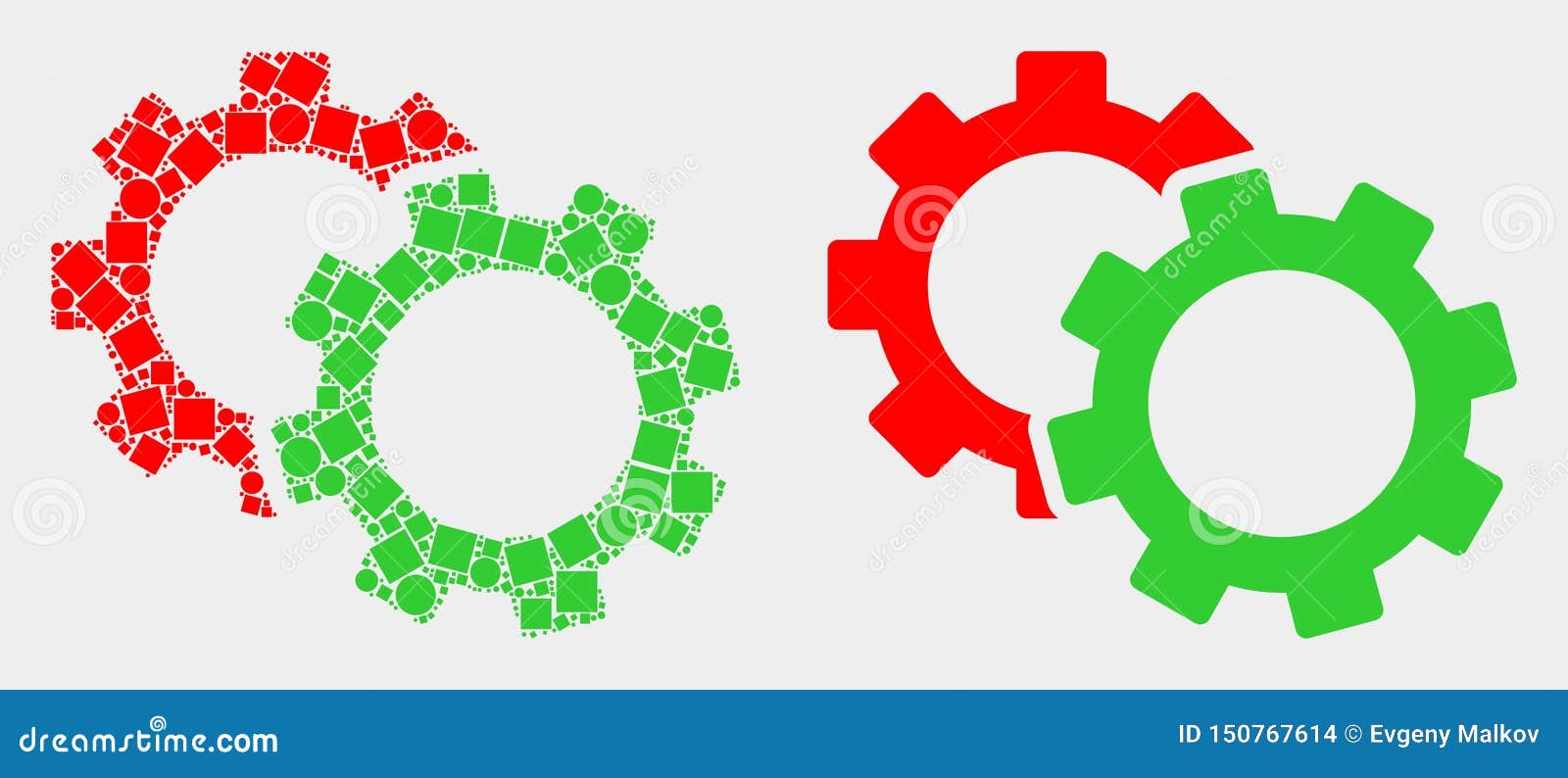 Dotted and Flat Vector Cogs Icon Stock Vector - Illustration of mosaic ...