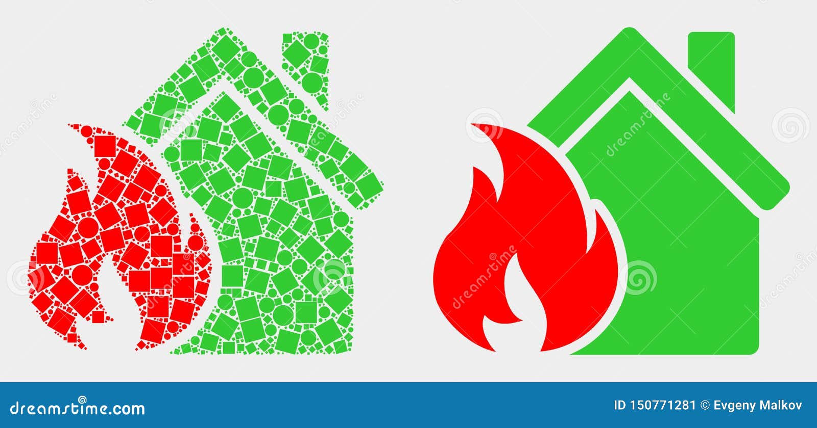 Dotted and Flat Vector House Fire Damage Icon Stock Vector ...