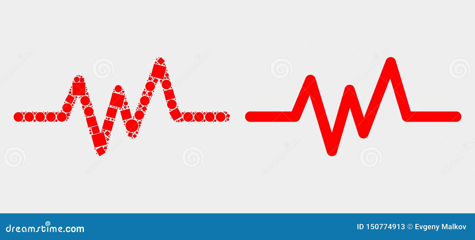 Dotted and Flat Vector Pulse Signal Icon Stock Vector - Illustration of ...