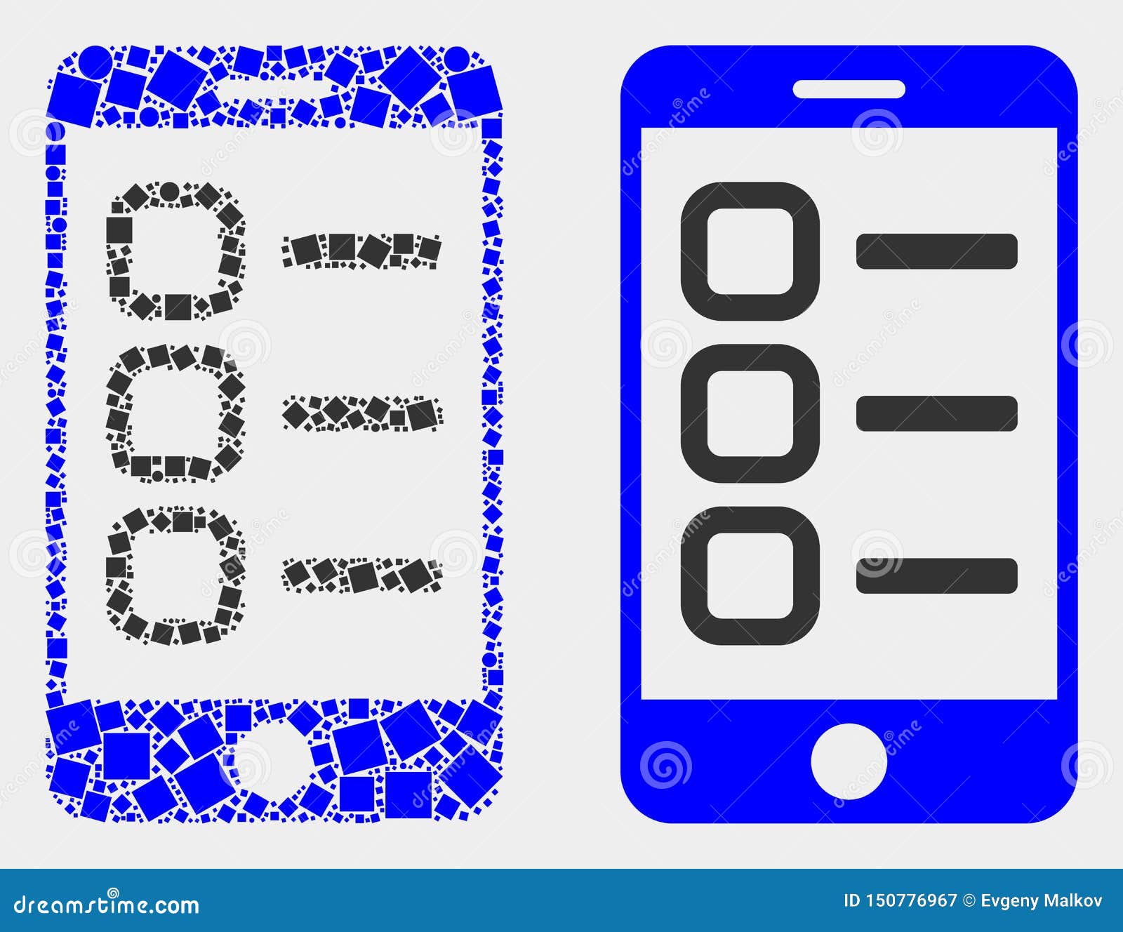 Pixelated and Flat Vector Smartphone Tasks Icon Stock Vector ...