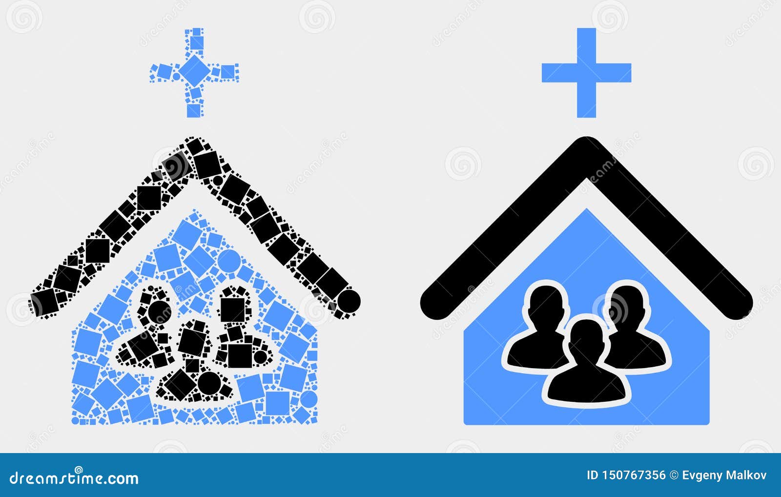 Dotted and Flat Vector Church People Icon Stock Vector - Illustration ...