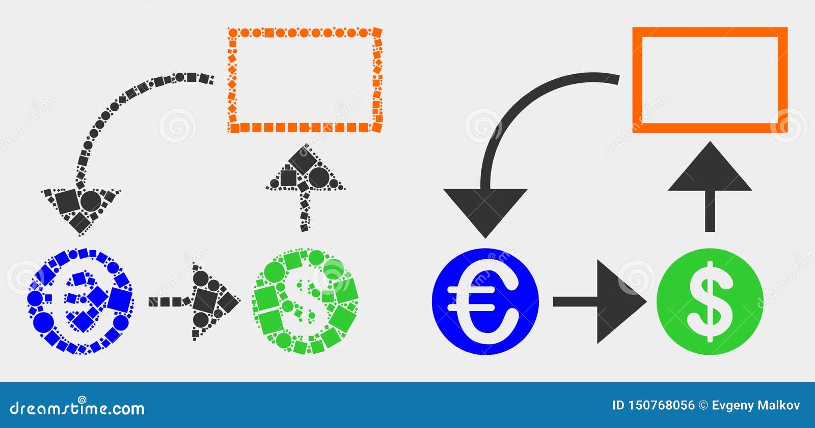 Dotted and Flat Vector Currency Conversion Scheme Icon Stock Vector ...