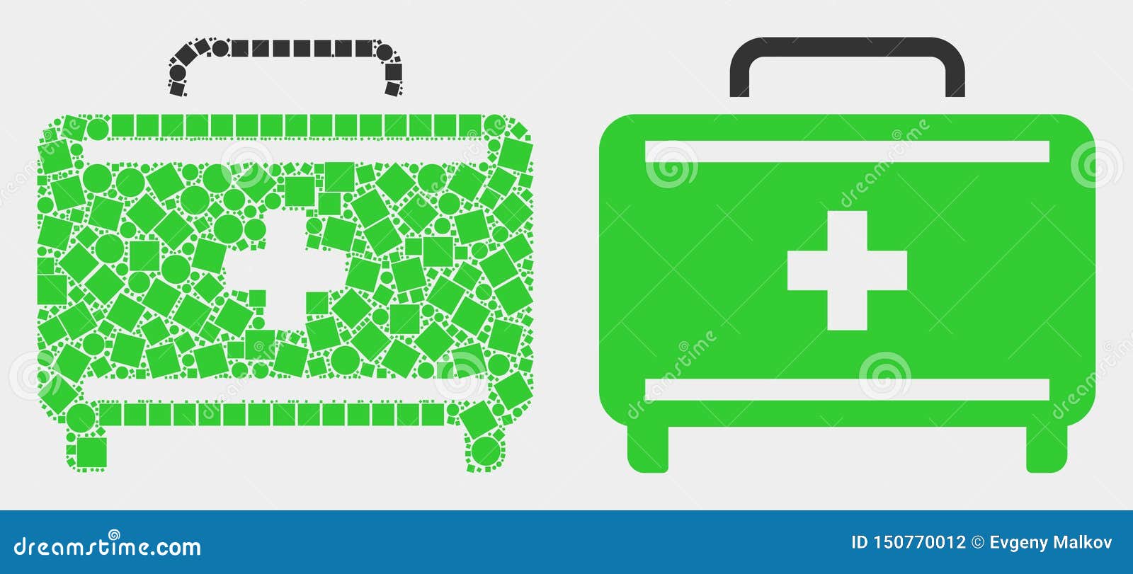 Dotted and Flat Vector First Aid Case Icon Stock Vector - Illustration ...