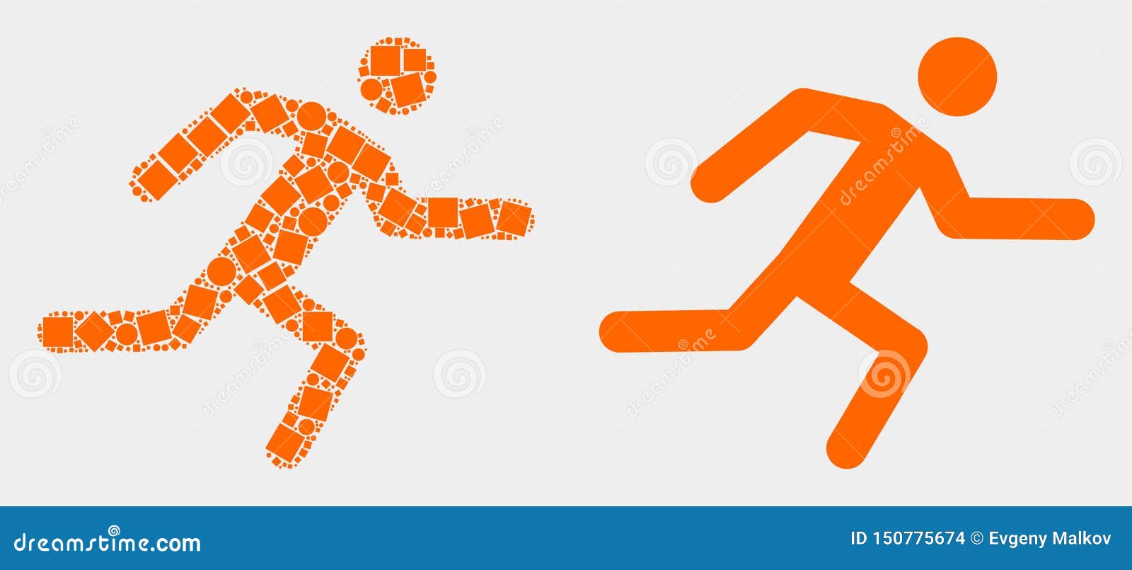 Dotted and Flat Vector Running Man Icon Stock Vector - Illustration of ...