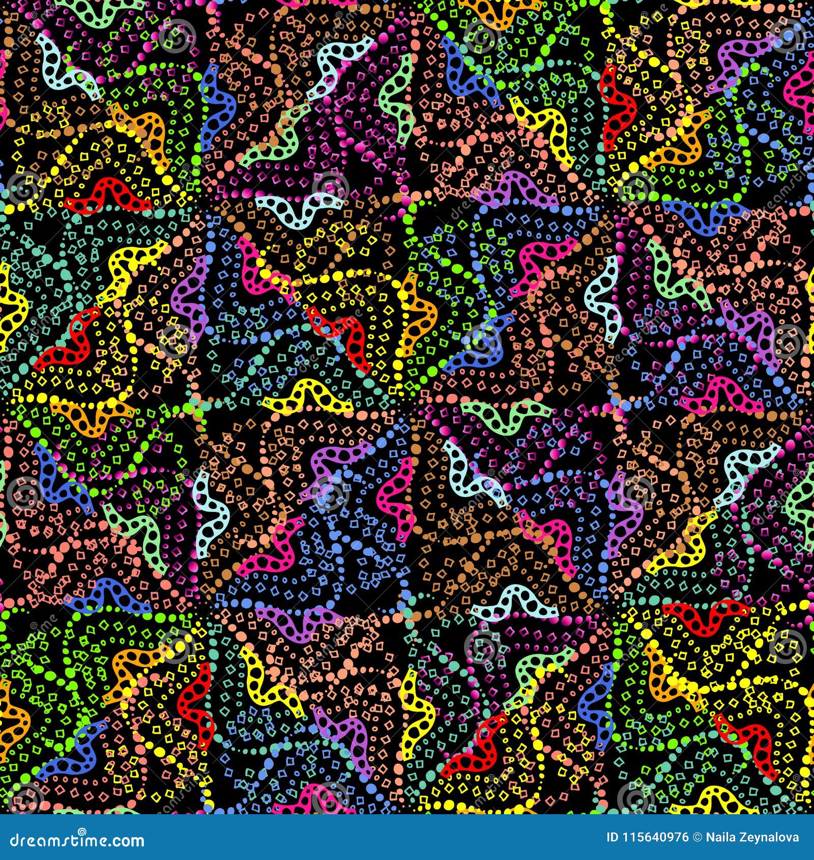 Dotted Floral Colorful Seamless Pattern. Abstract Vector Pattern Stock ...