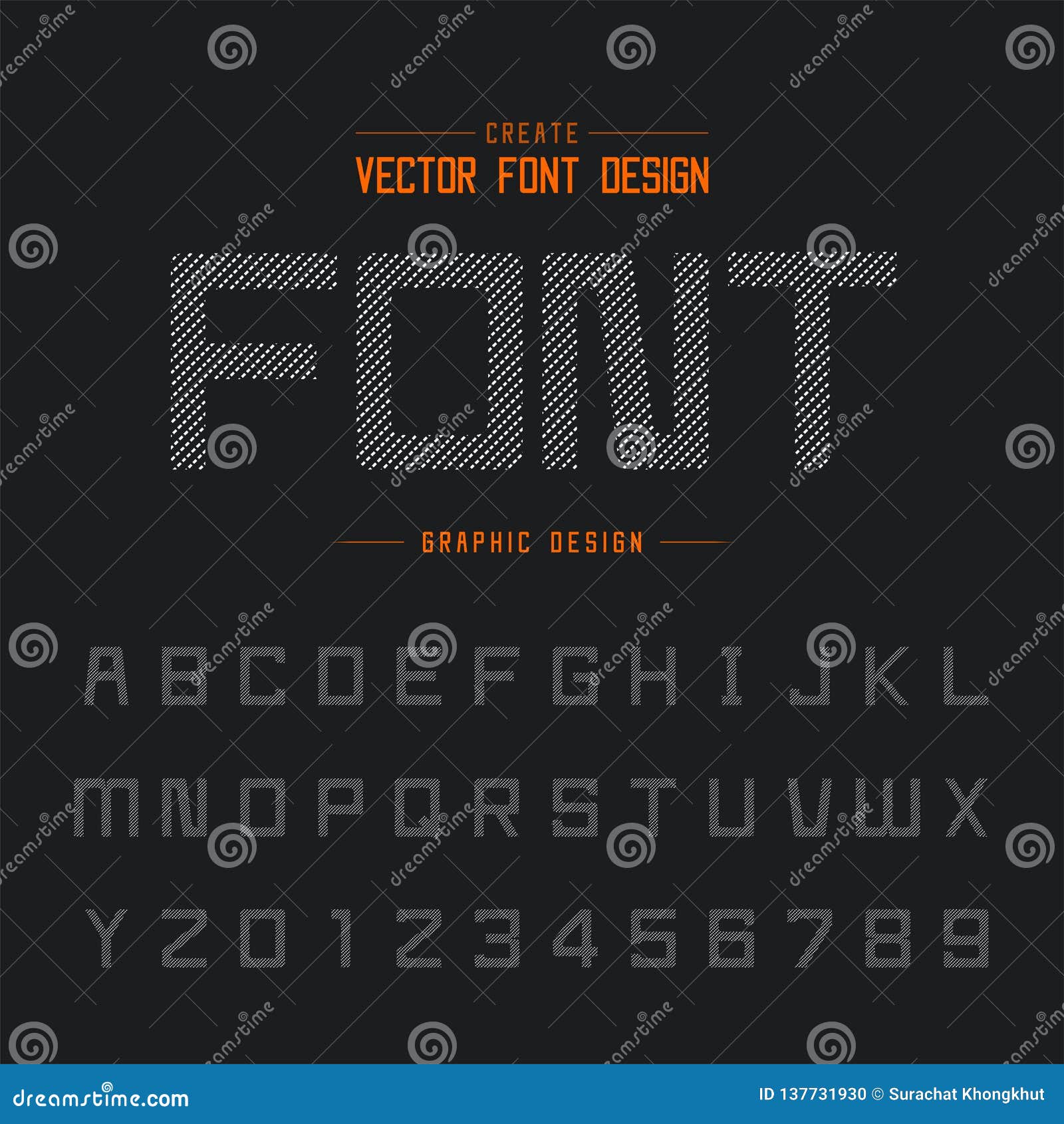 Dotted Font and Alphabet Vector, Square Typeface Letter and Number ...