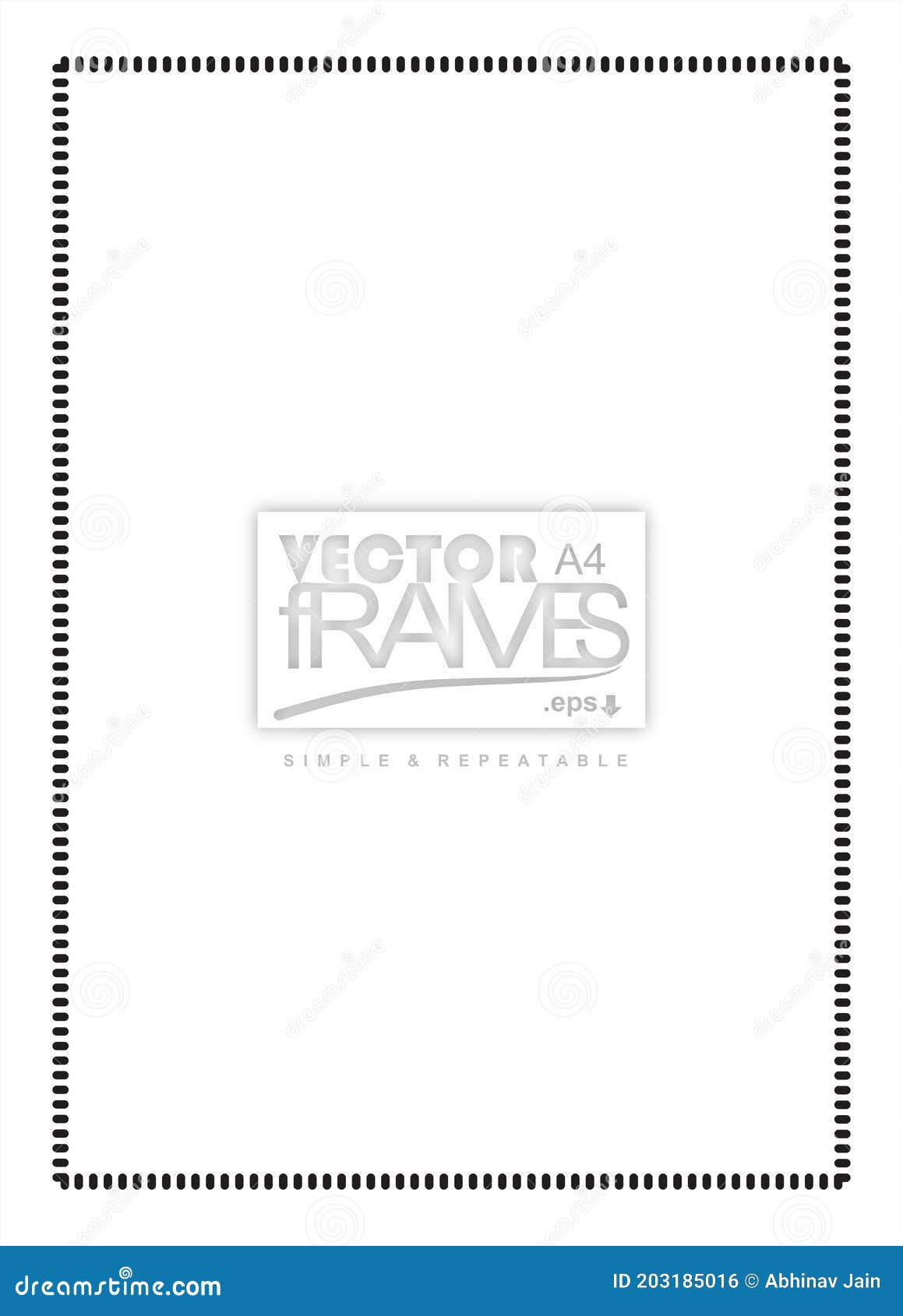 Dotted Frame Design Vector. Black Dotes Border Design. Rectangular. A4 ...