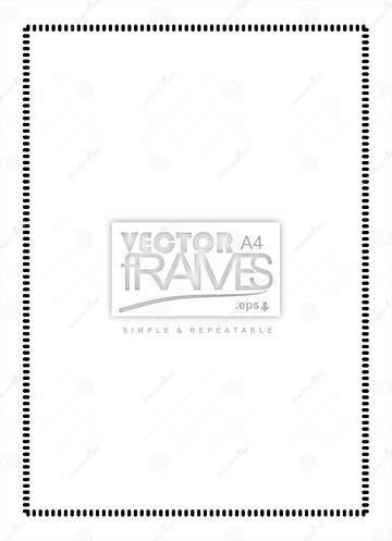 Dotted Frame Design Vector. Black Dotes Border Design. Rectangular. A4 ...