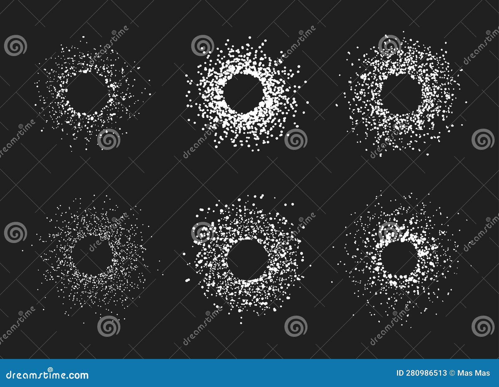 Dotted Frames. Abstract Round Brush Textures, Circle Spotted Borders ...