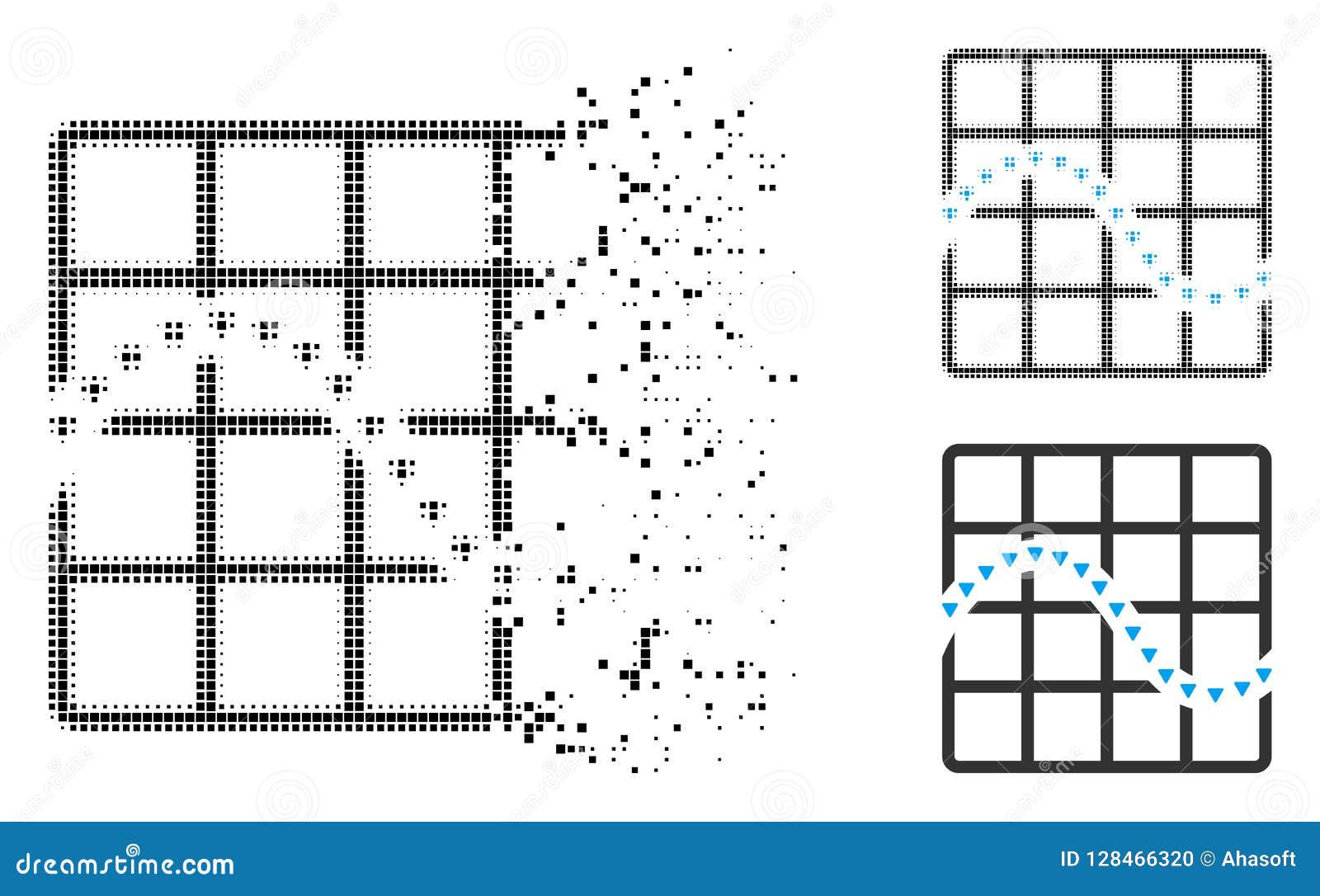 Dust Pixel Halftone Dotted Function Chart Icon Stock Vector ...