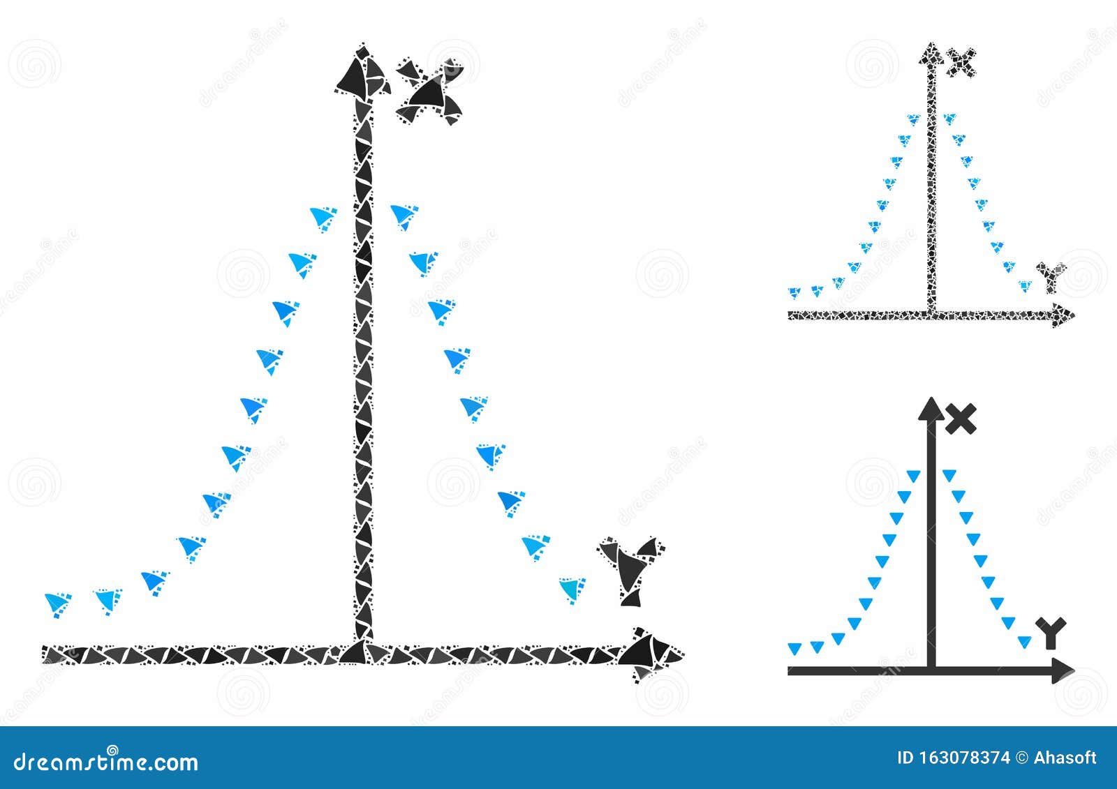 Dotted Gauss Plot Mosaic Icon of Rugged Pieces Stock Illustration ...