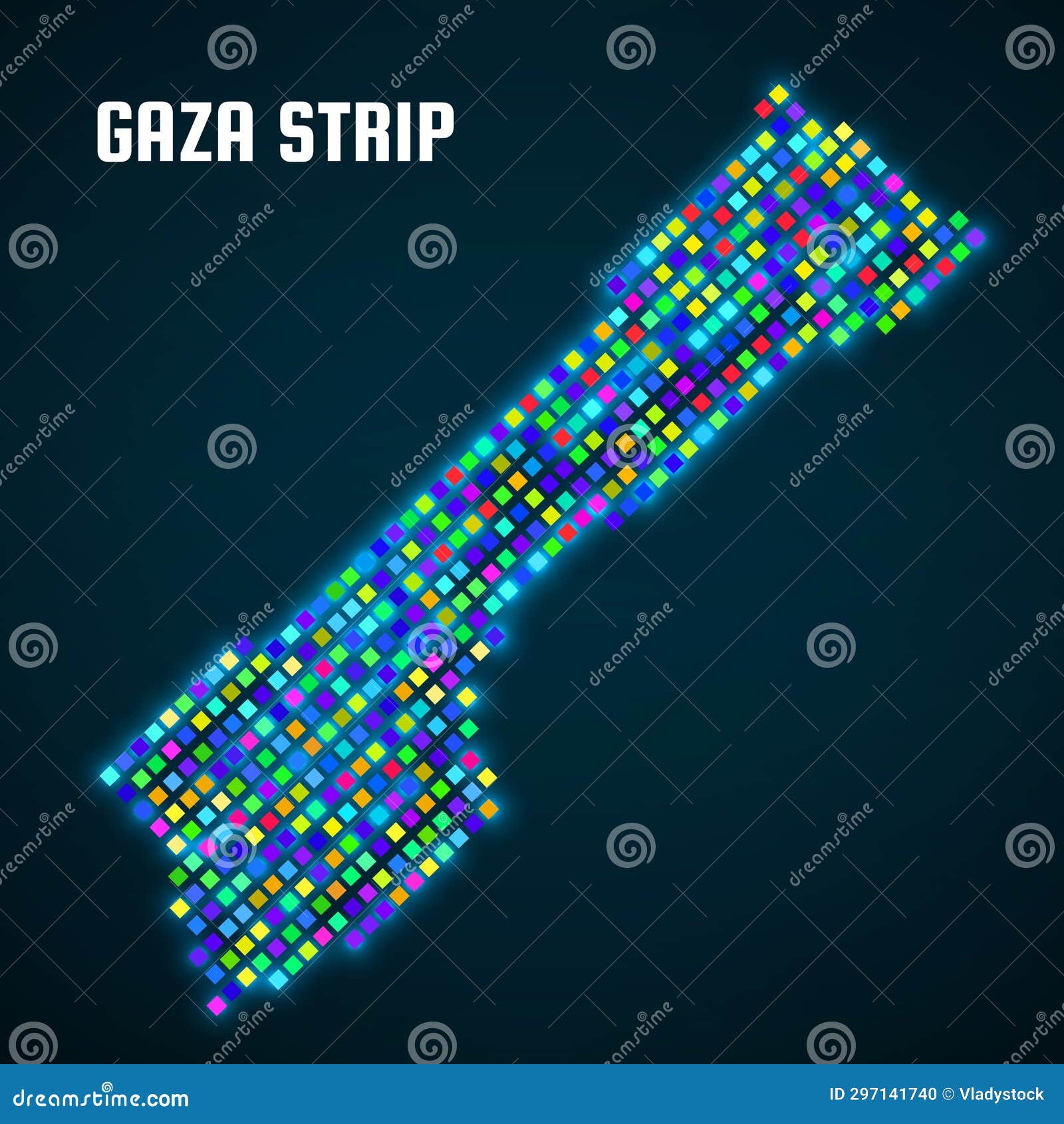 Dotted Gaza Strip Map Glowing Style Stock Vector - Illustration of ...