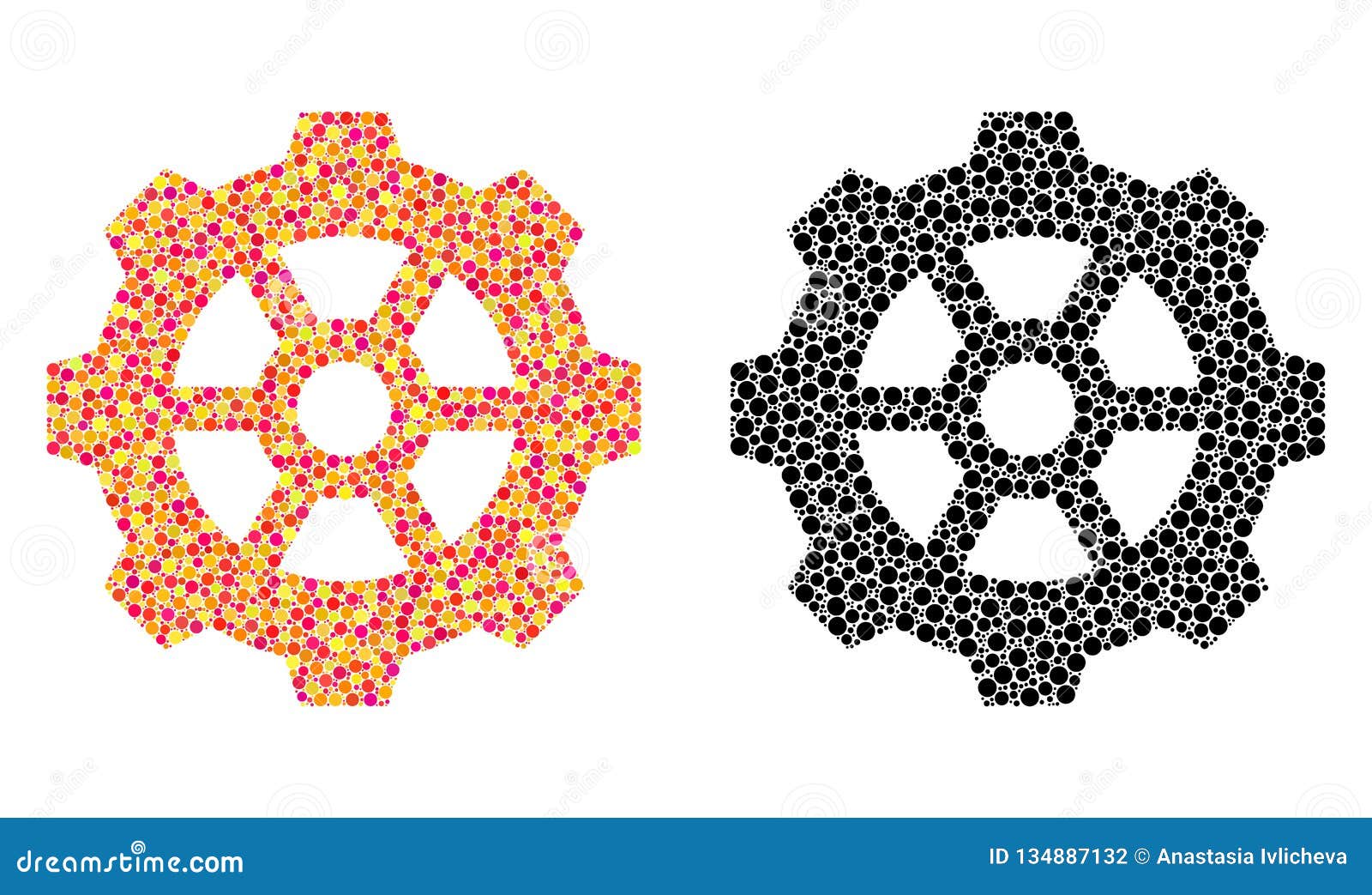 Dotted Gear Mosaic Icons stock vector. Illustration of bright - 134887132