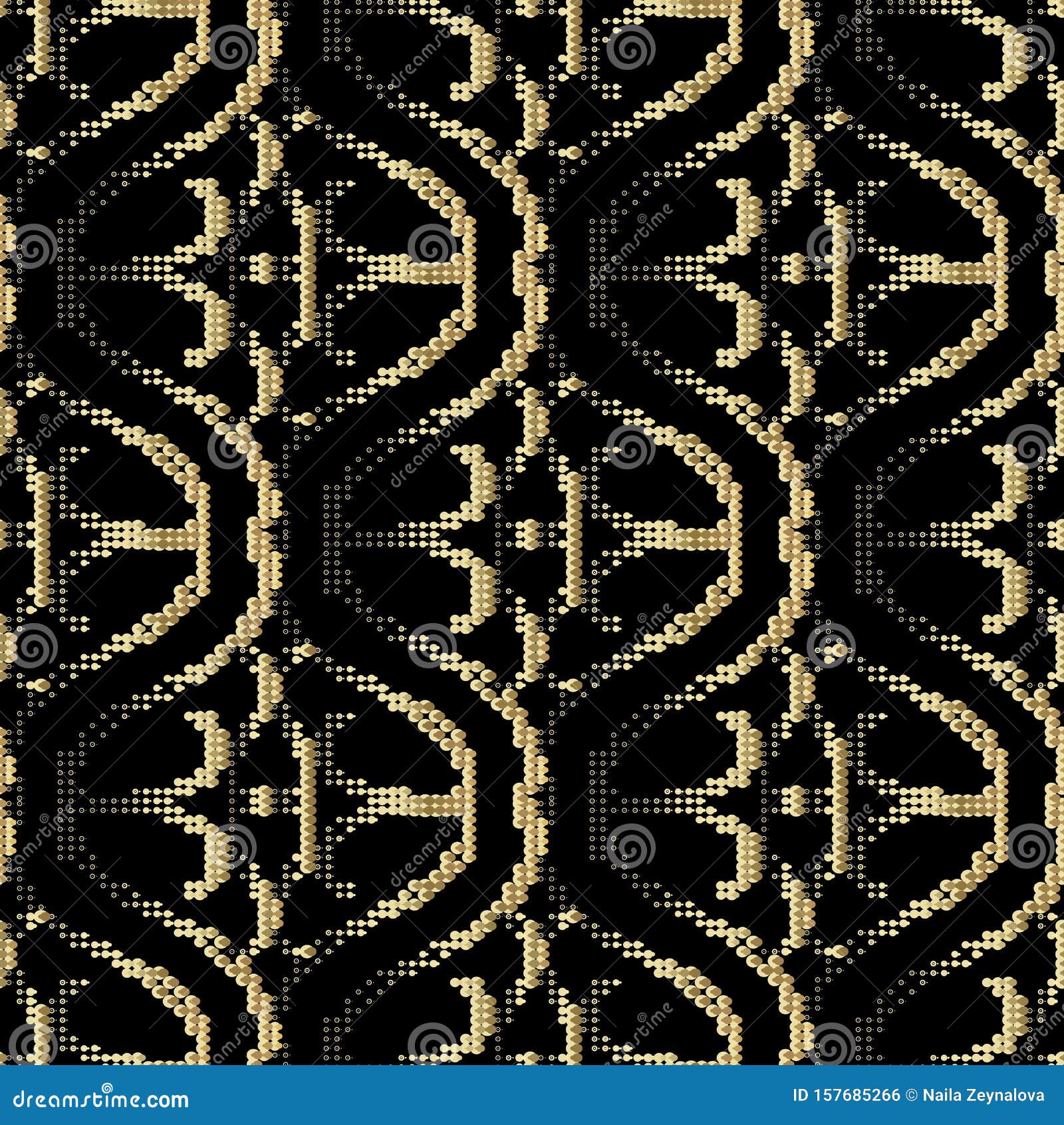Dotted Gold Halftone 3d Vector Seamless Pattern. Digital Textured ...