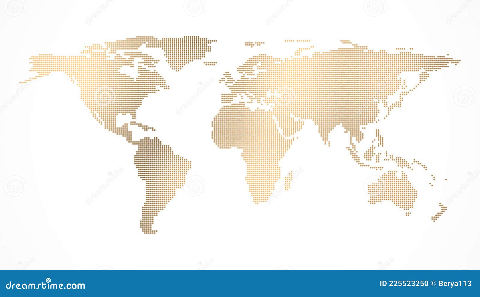 Dotted Golden World Map Vector Illustration Isolated on a White ...