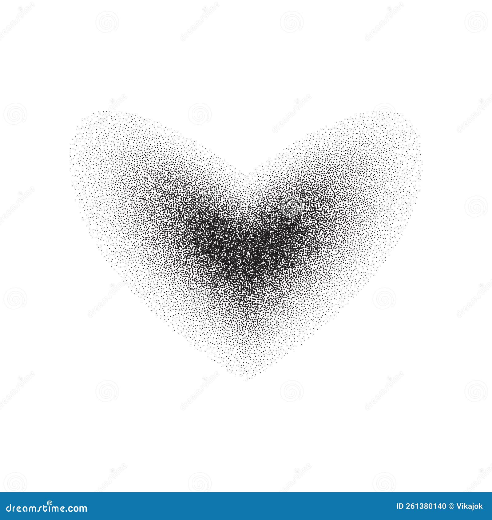 Dotted Grain Heart. Black Stipple Core Shape. Noise Sand Texture Heart ...