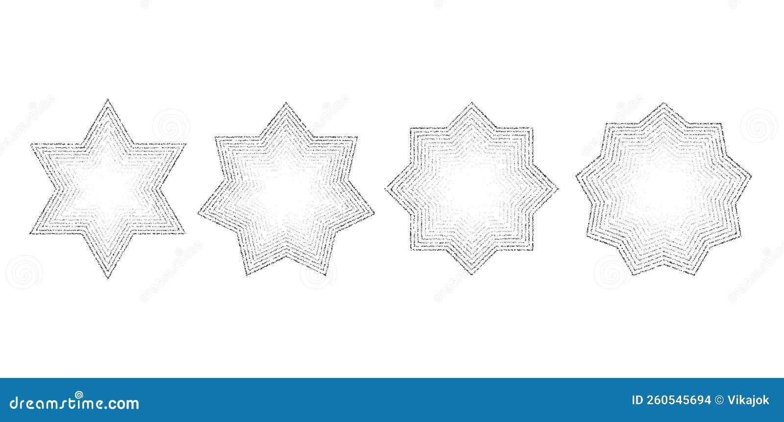 Stippled Stars Shapes Spray Effect Hand Drawn Dotwork Vector Abstract ...