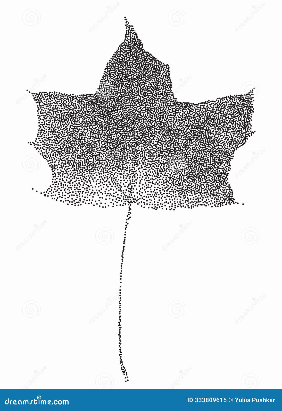 Dotted Grainy Maple Leaf. Vector Monochrome Stipple Cut Out Textured ...