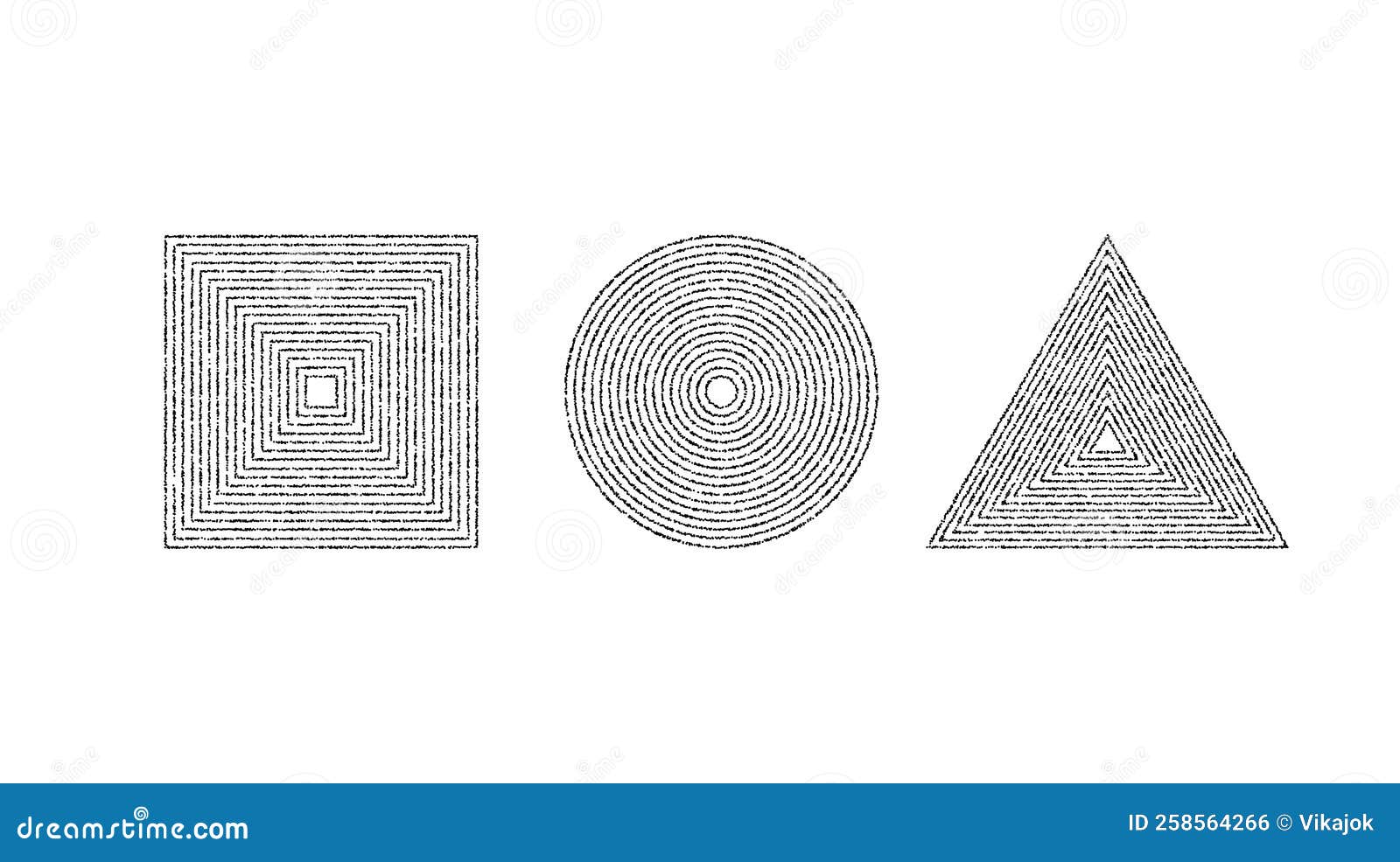 Dotted Grainy Shapes Set. Stippled Square, Circle and Triangle. Grain ...