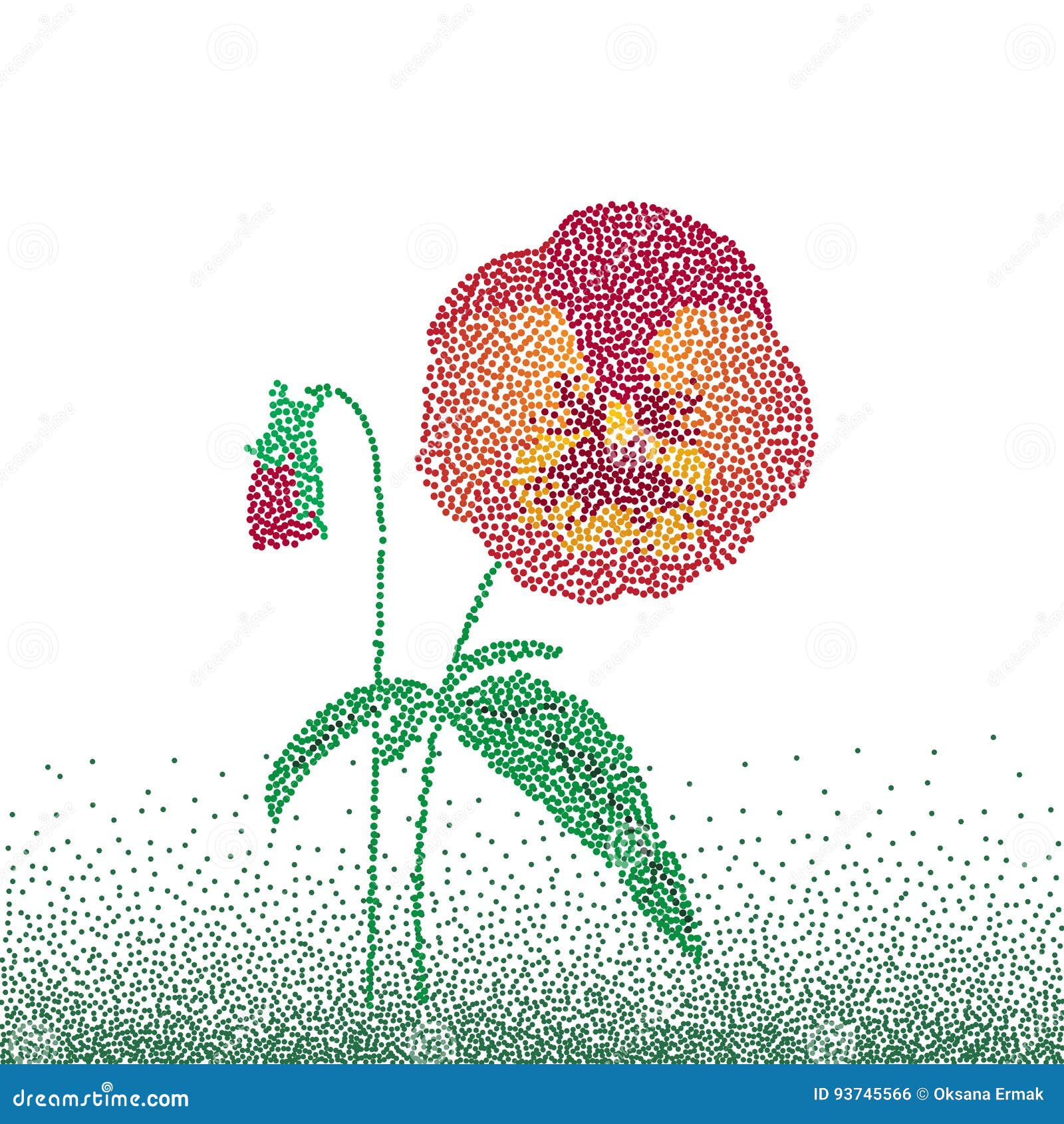 Dotted Halftone Flower stock vector. Illustration of beautiful - 93745566