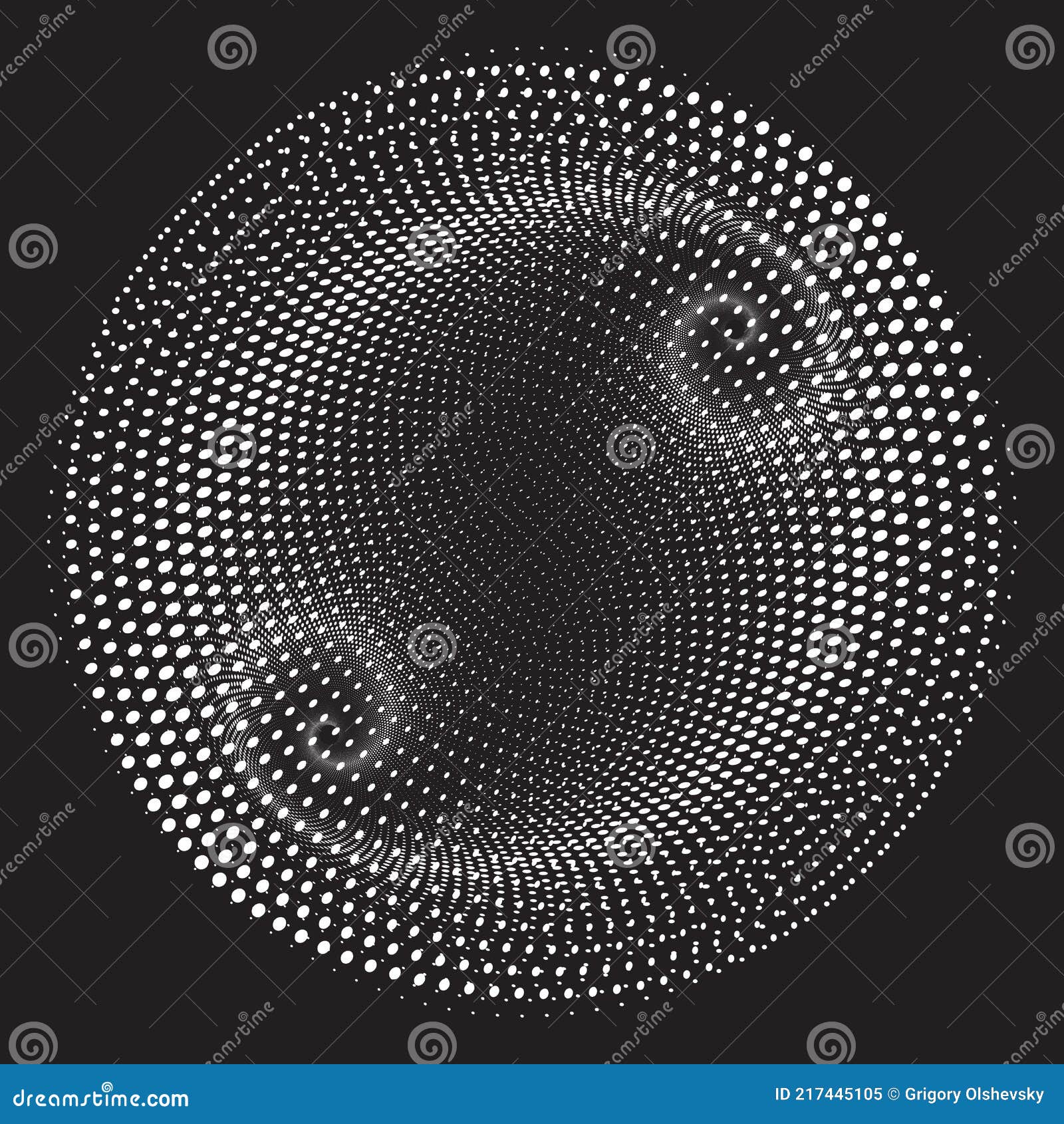 Dotted Halftone Vector Spiral Pattern or Texture with Ellipses Stock ...