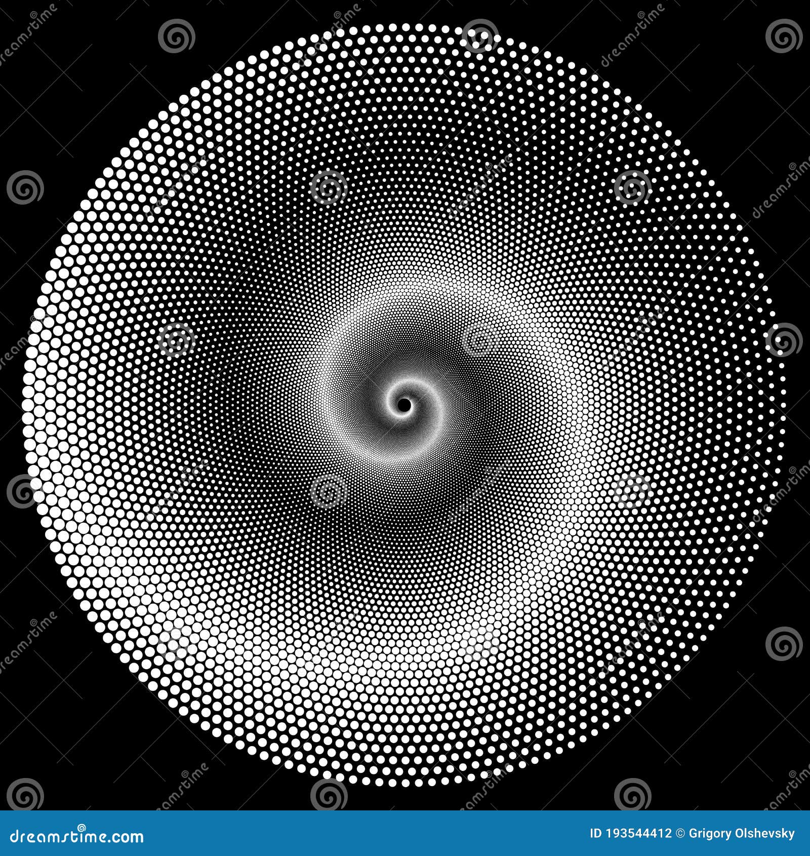 Dotted Halftone Vector Spiral Pattern or Texture with Ellipses Stock ...