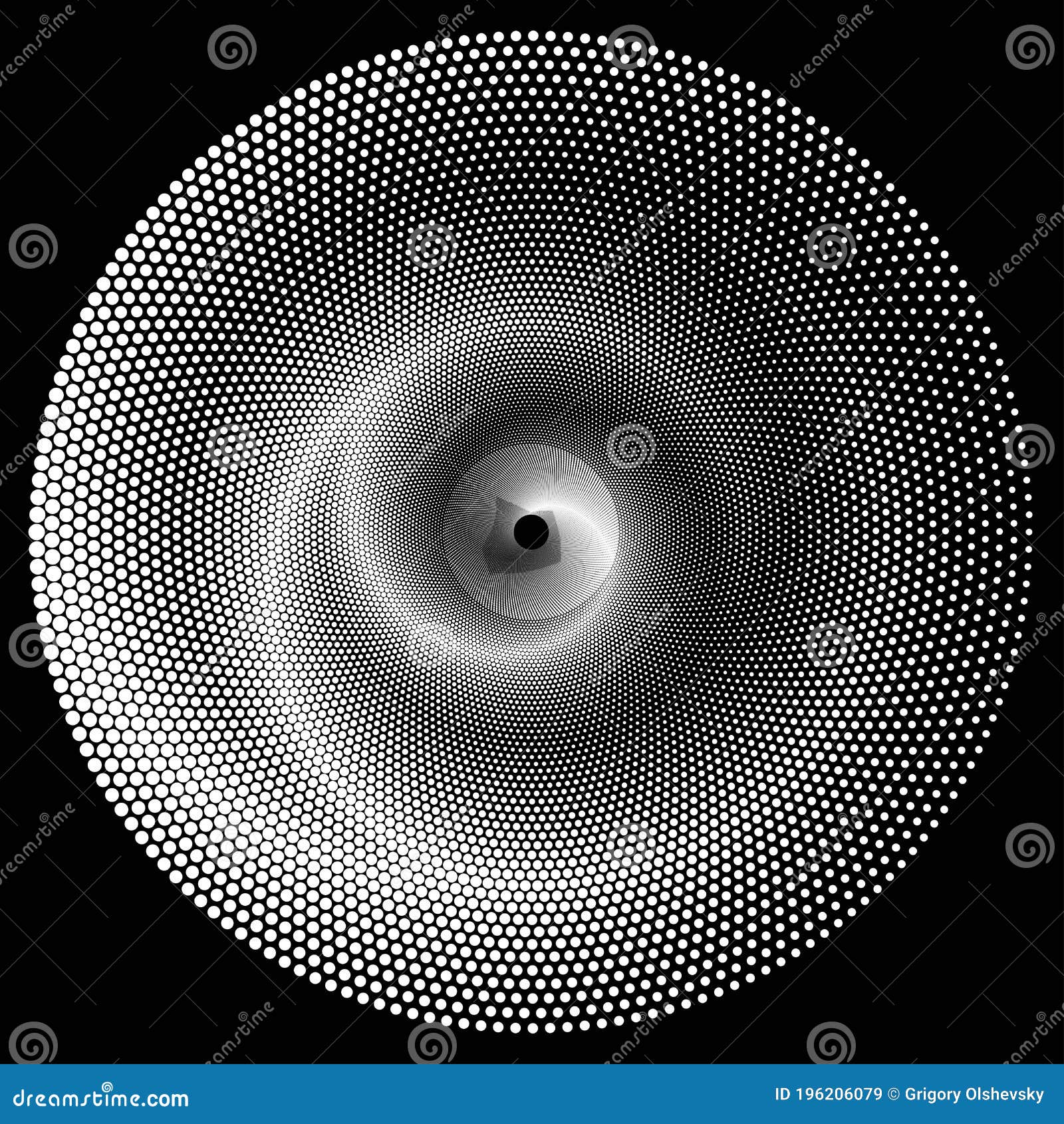 Dotted Halftone Vector Spiral Pattern or Texture with Ellipses Stock ...