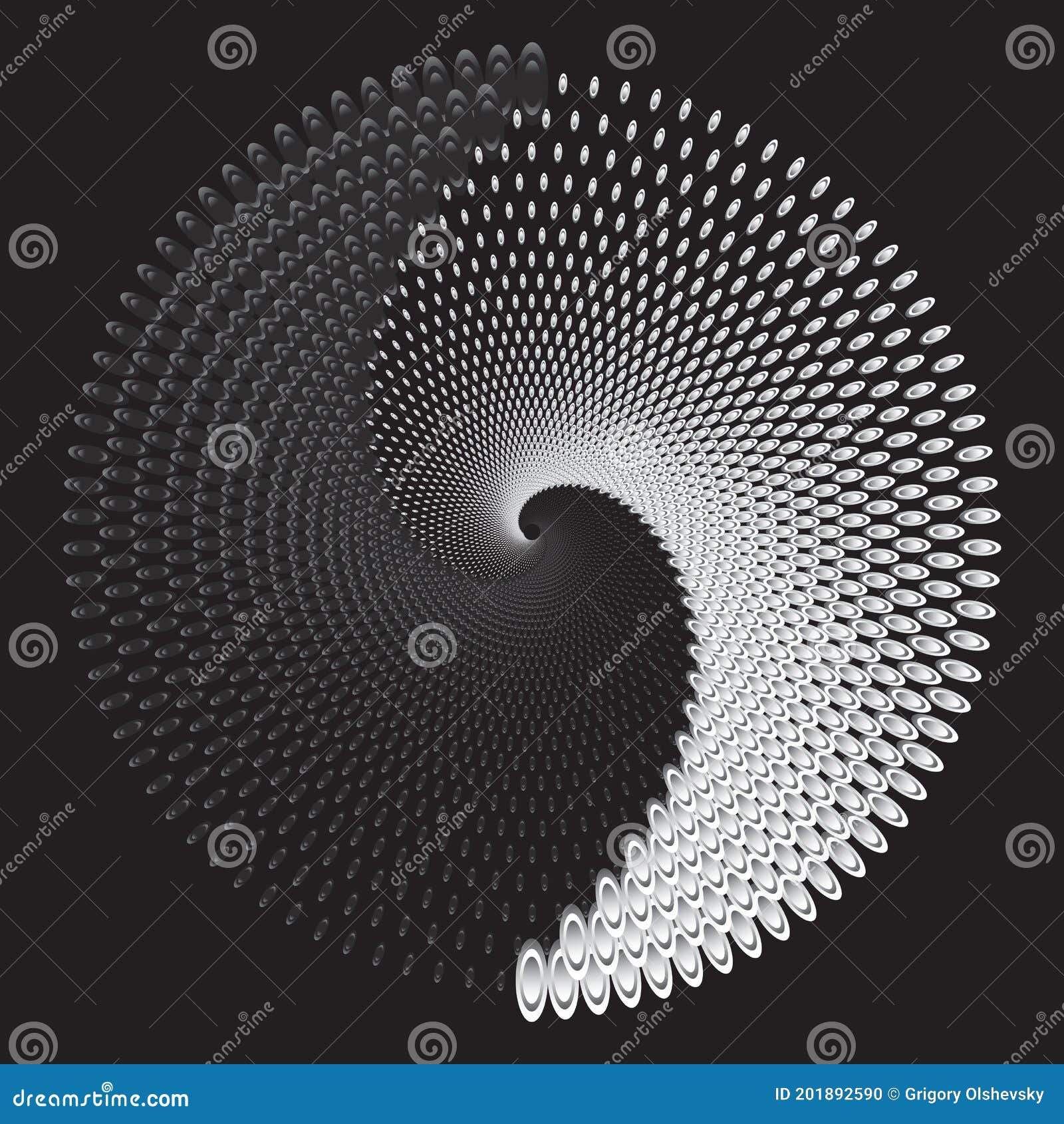 Dotted Halftone Vector Spiral Pattern or Texture with Ellipses Stock ...