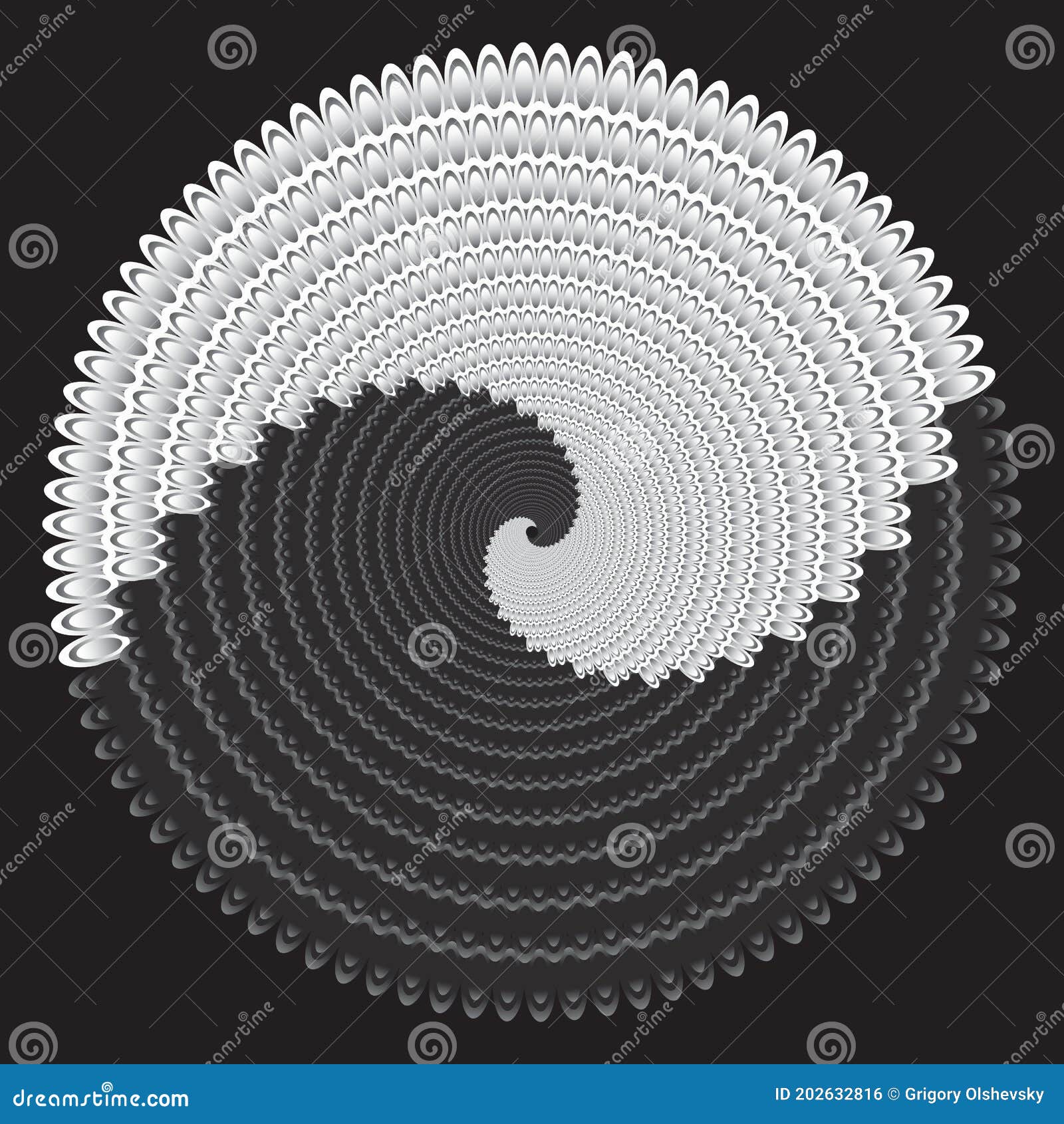 Dotted Halftone Vector Spiral Pattern or Texture with Ellipses Stock ...