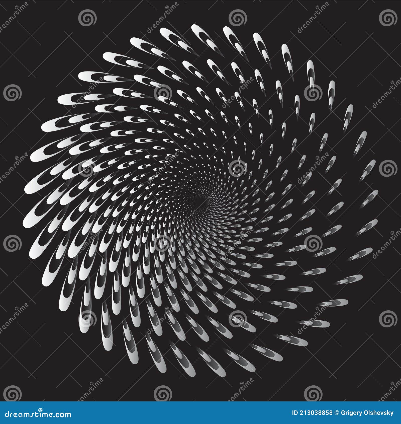 Dotted Halftone Vector Spiral Pattern or Texture with Ellipses Stock ...