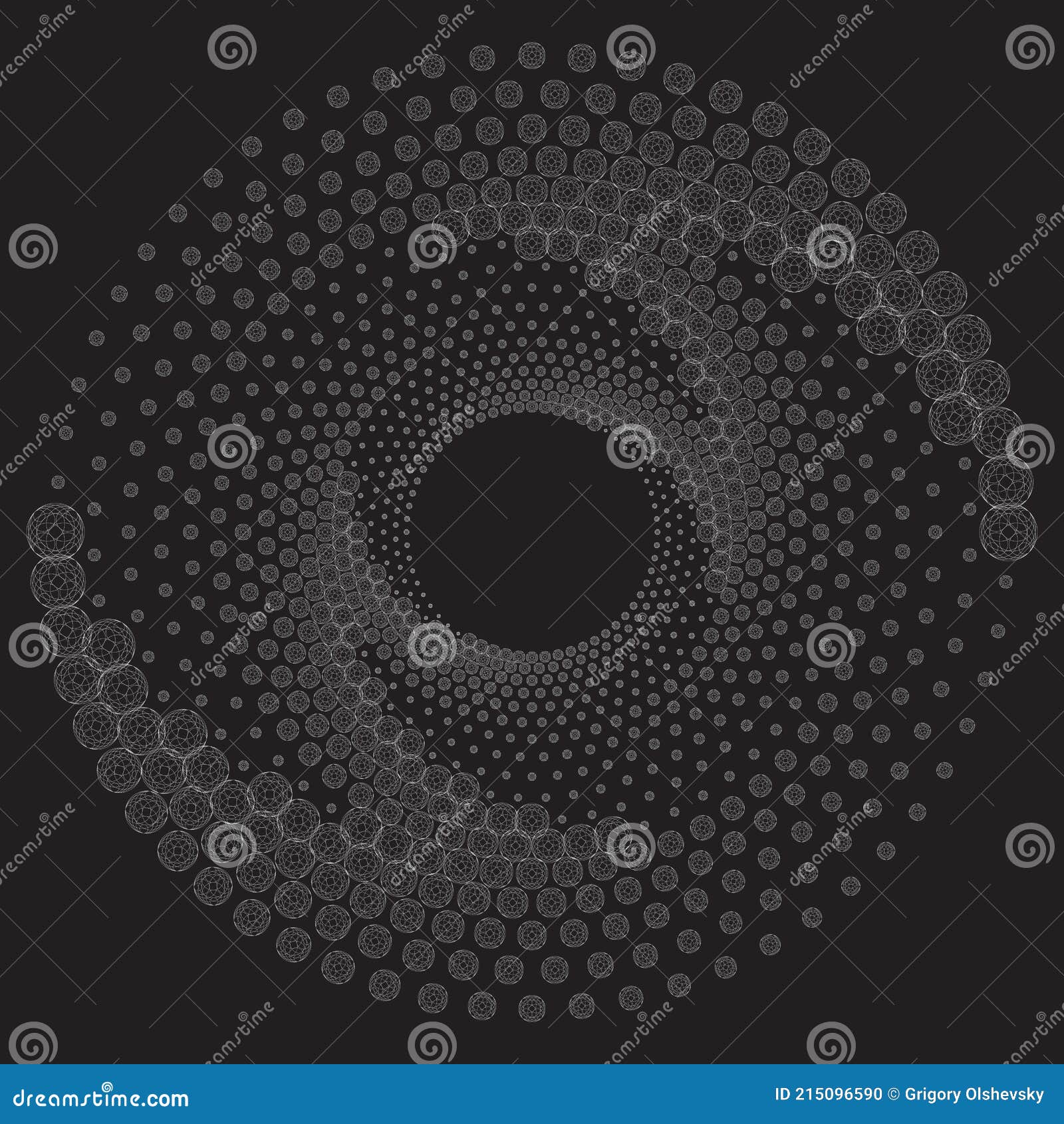 Dotted Halftone Vector Spiral Pattern or Texture with Ellipses Stock ...