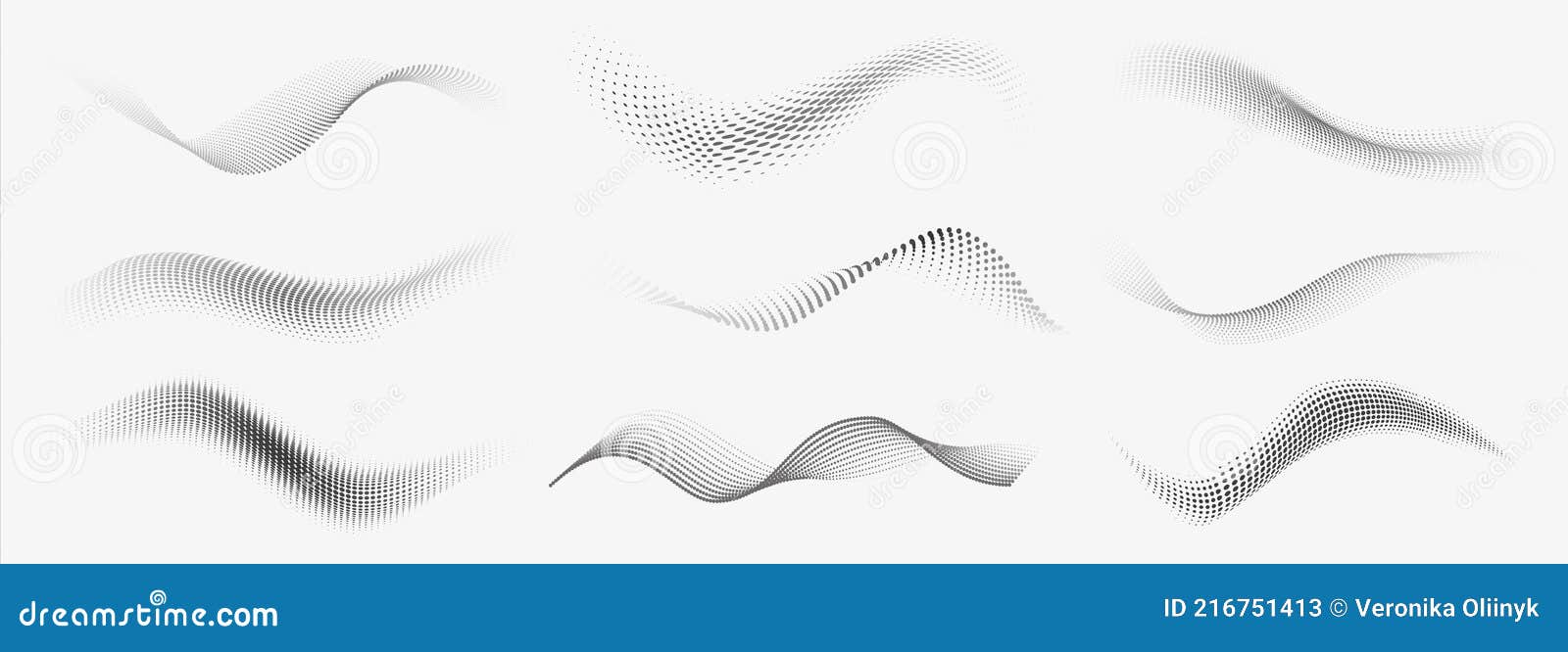 Dotted Halftone Waves. Abstract Liquid Shapes, Wave Effect Dotted ...