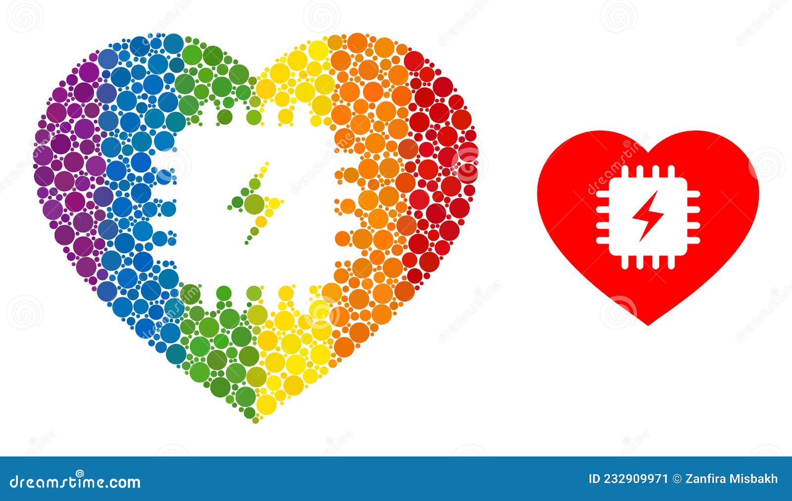 Dotted Heart Pacemaker Collage Icon of Spectrum Circles Stock Vector ...