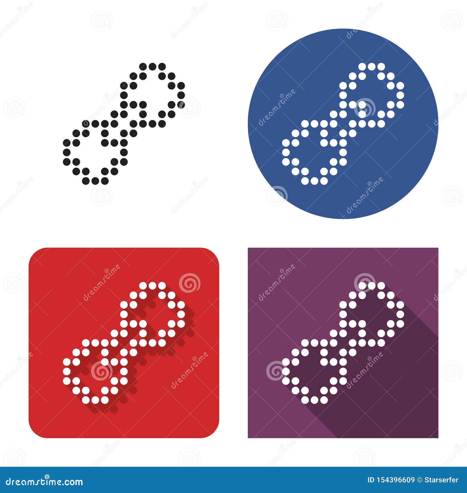 Dotted Icon of Chain in Four Variants. Stock Vector - Illustration of ...