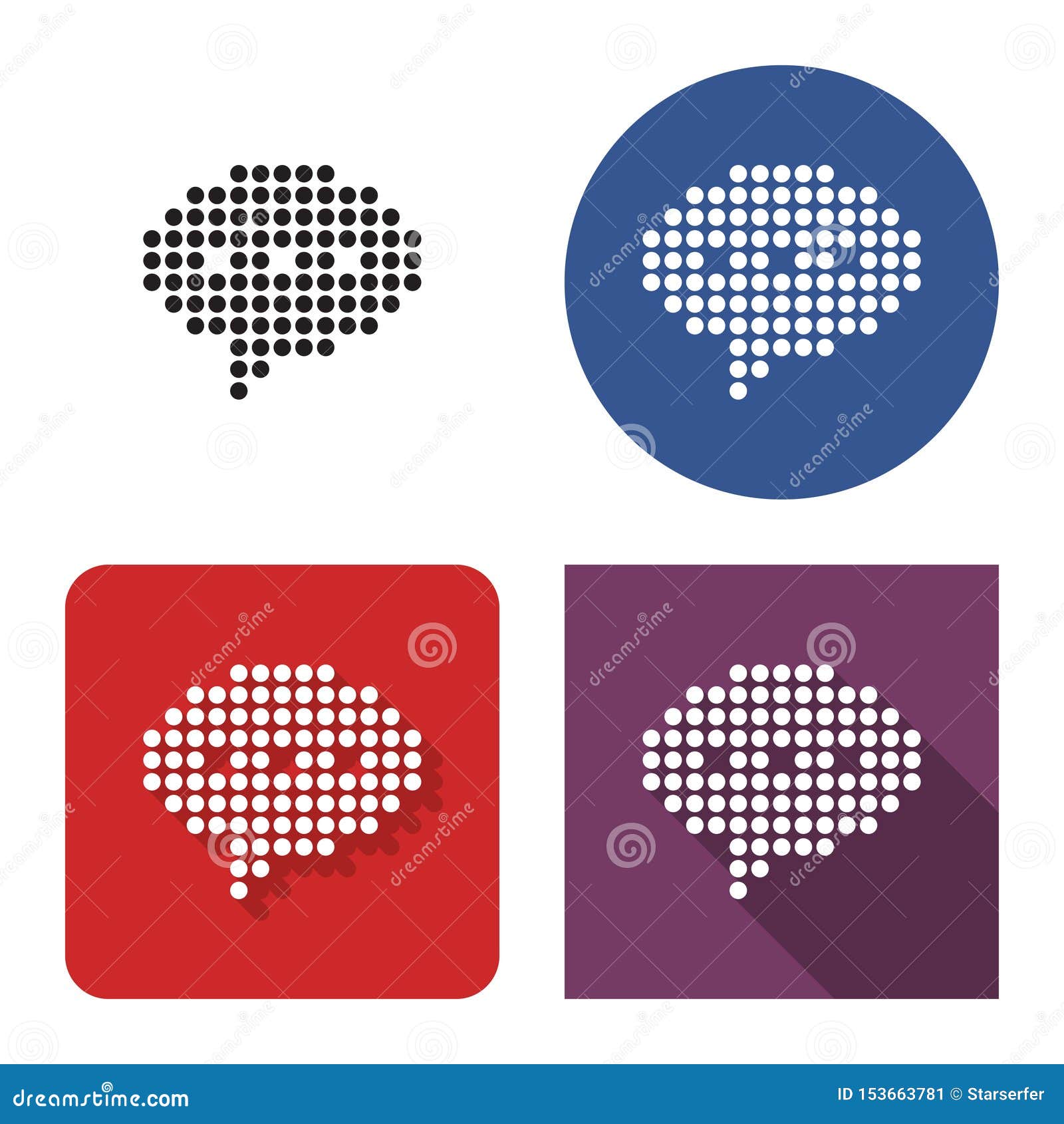 Dotted Icon of Elliptical Speech Bubble in Four Variants Stock Vector ...