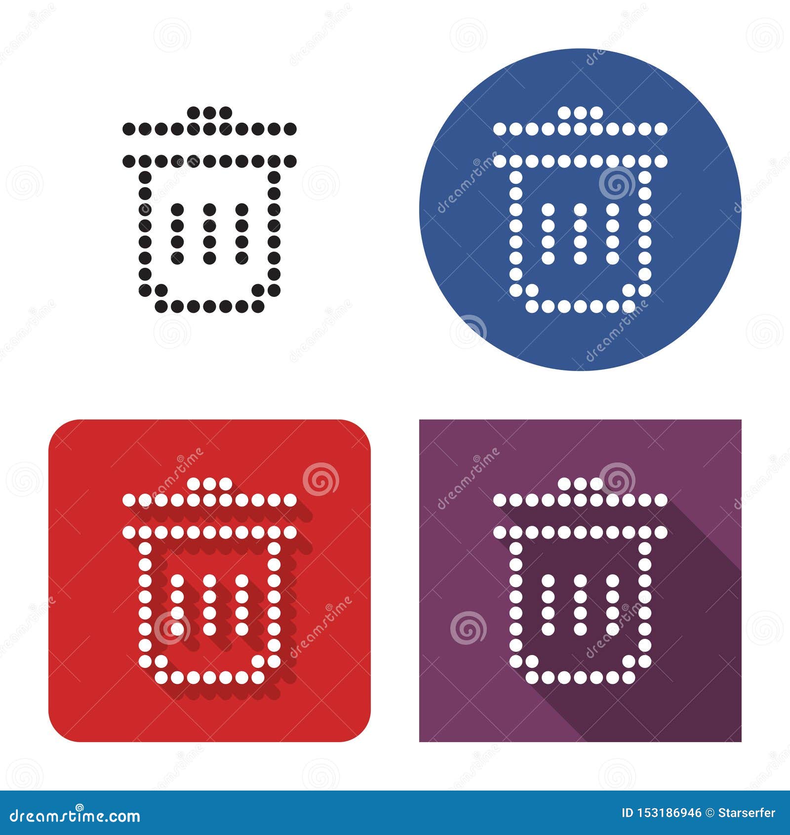 Dotted Icon of Refuse Bin in Four Variants Stock Vector - Illustration ...