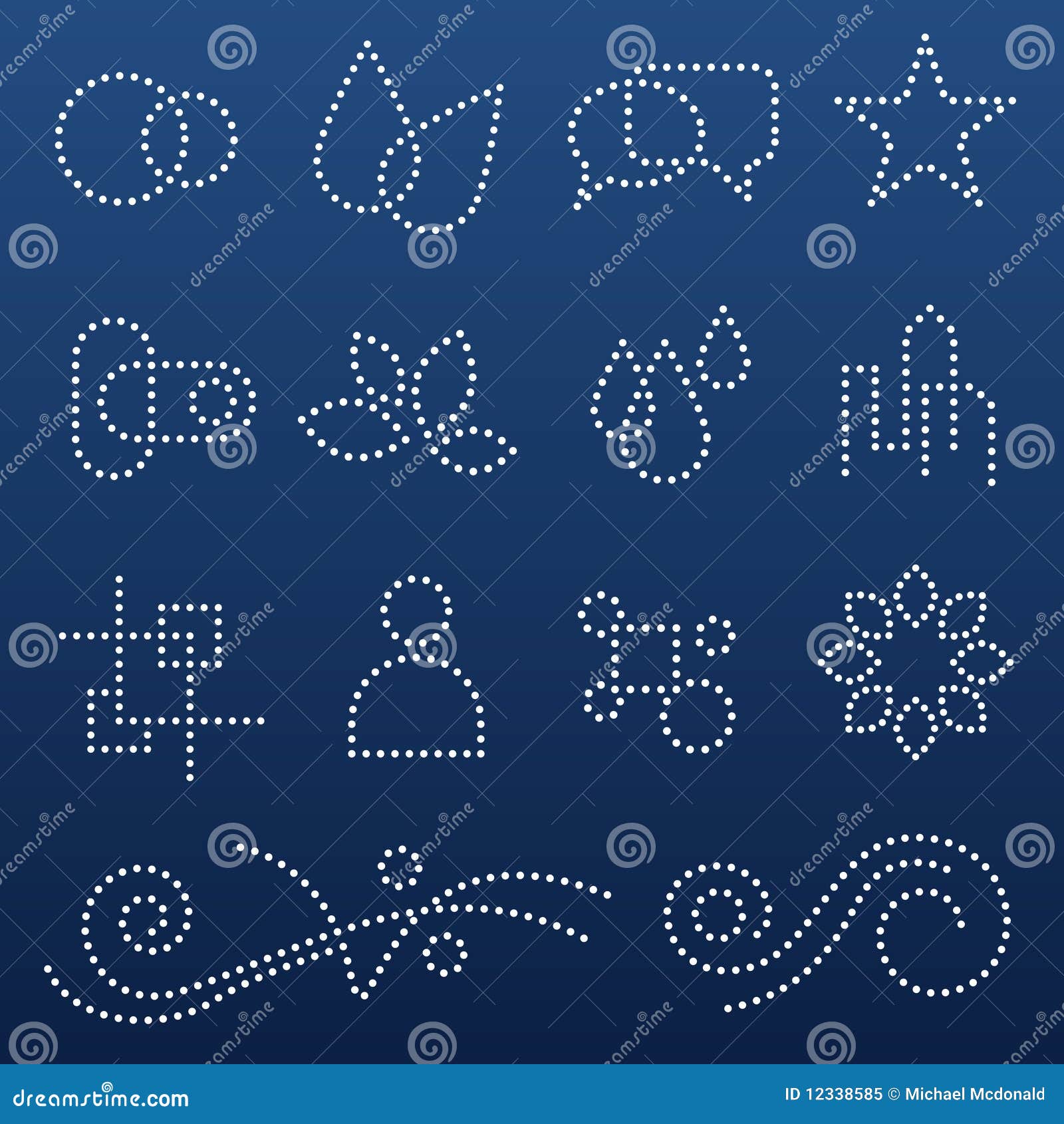 Dotted icons and shapes stock vector. Illustration of iconography ...