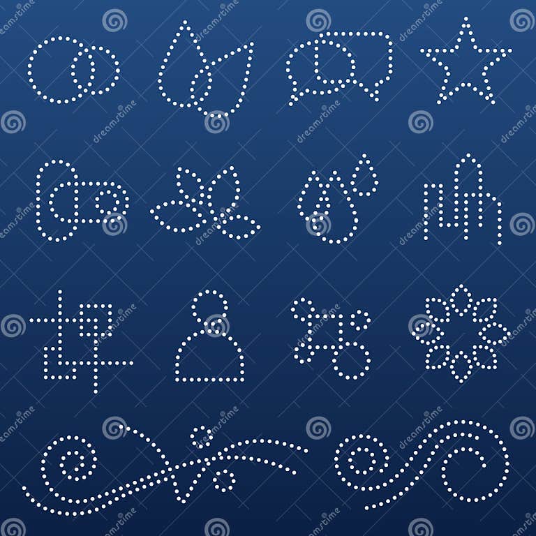 Dotted icons and shapes stock vector. Illustration of iconography ...