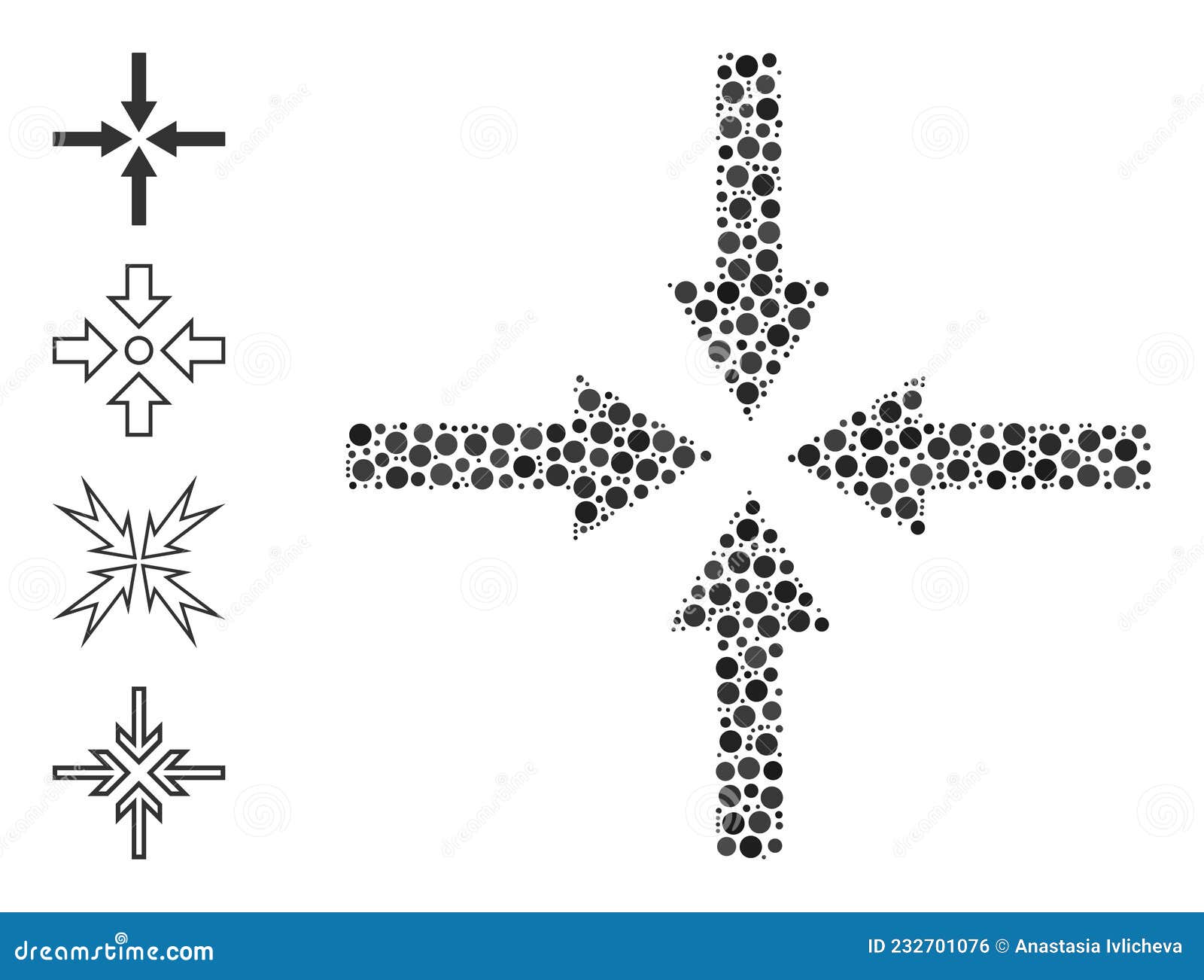 Dotted Impact Arrows Collage of Round Dots and Bonus Icons Stock Vector ...