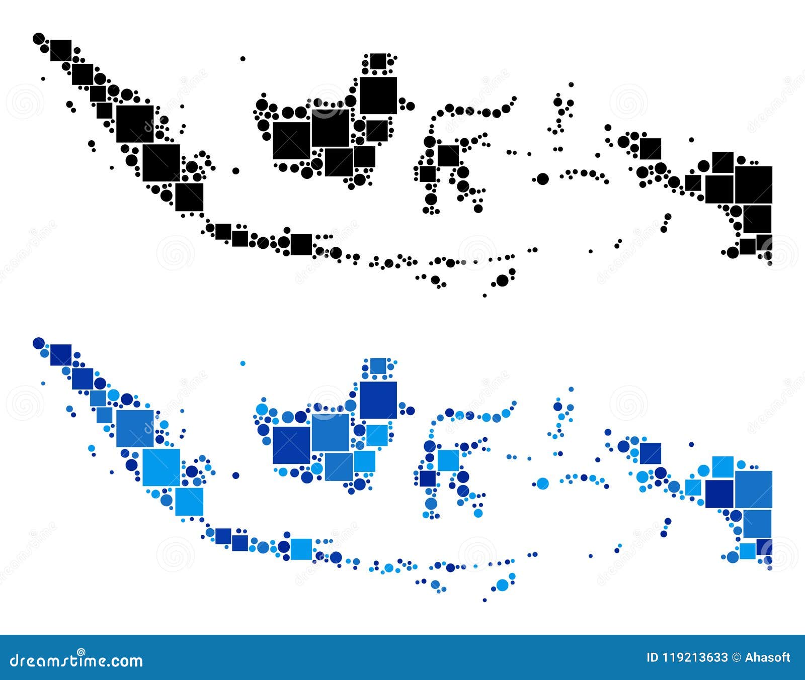 Dotted Indonesia Map with Blue Version Stock Vector - Illustration of ...