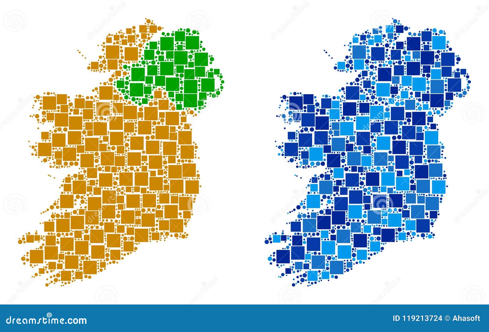 Dotted Ireland Countries Map with Blue Variant Stock Vector ...
