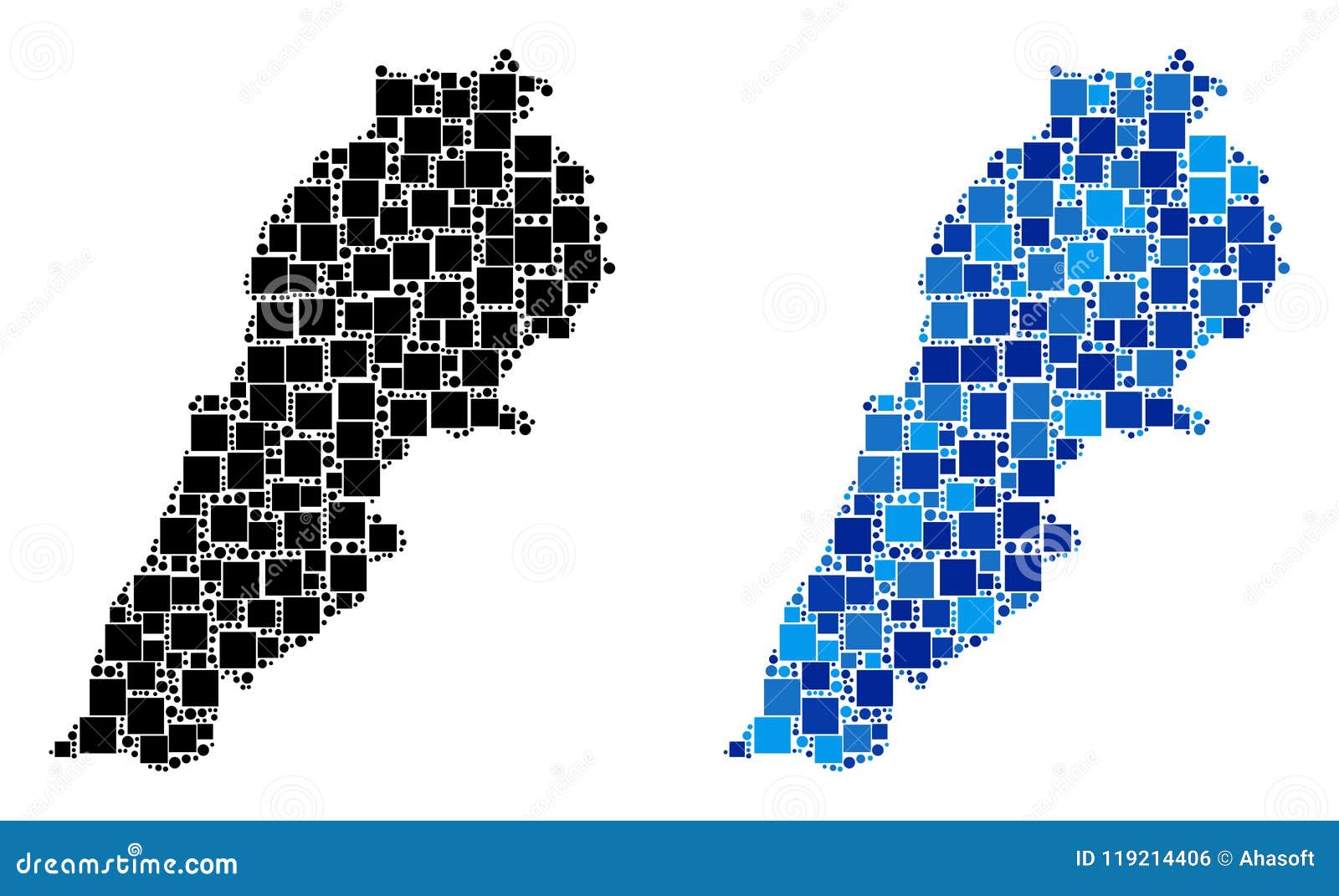 Dotted Lebanon Map With Blue Version Vector Illustration ...