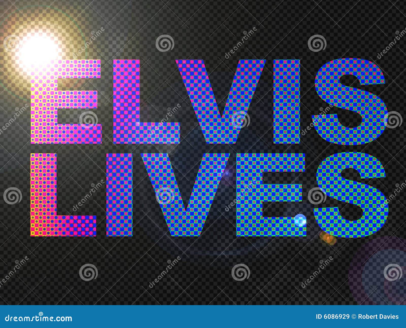 Dotted Lights Elvis Lives Sign Text Stock Illustration - Illustration ...