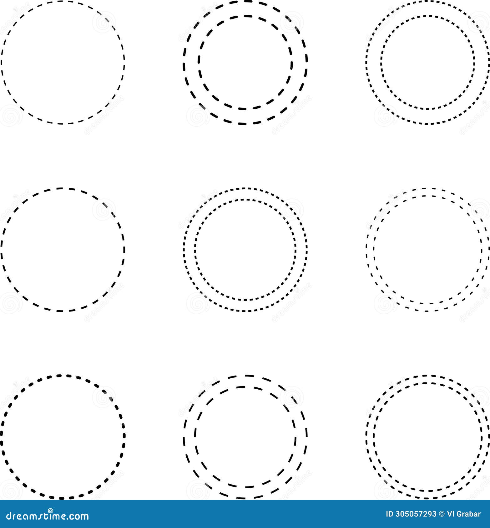 Dotted Line Circle Frame Vector. Dashed Outline Design of Border. Icon ...